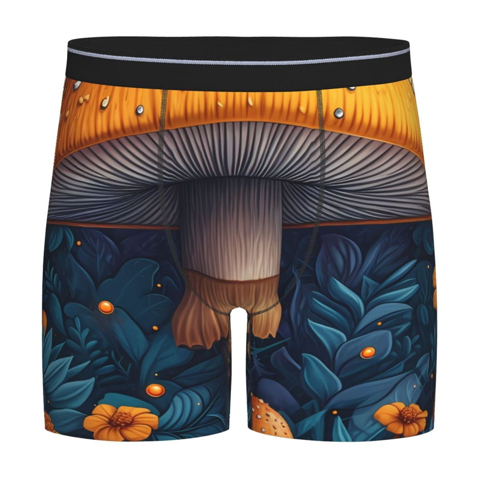 Rateoe Vintage Blue Leaf Mushroom Print Men’s Underwear Boxer Briefs ...