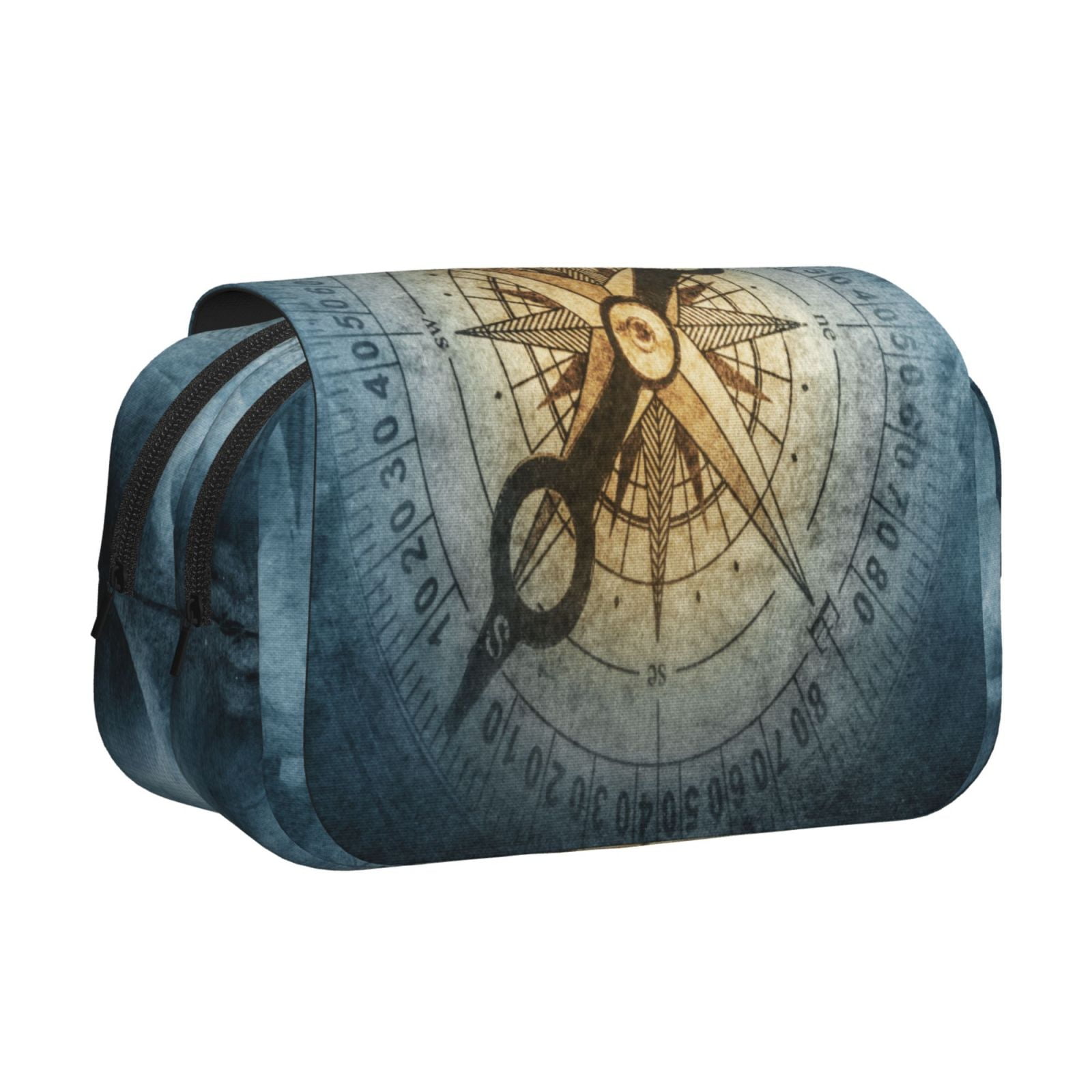 Rateoe Vintage Compass Pattern Double Clamshell Pen Case, Storage ...