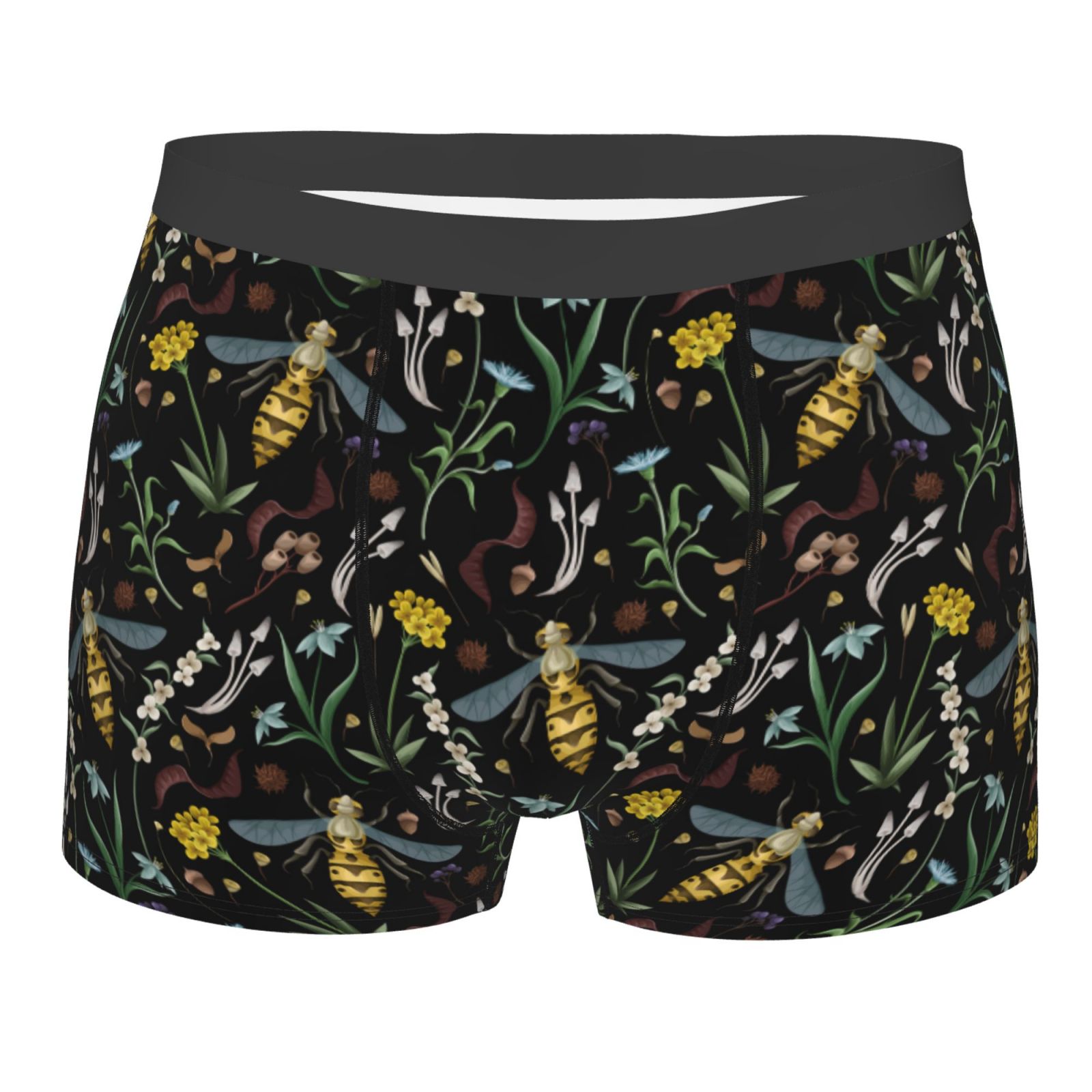 Rateoe Wasp and Florals Mens Boxer Briefs Poly Spandex Performance ...