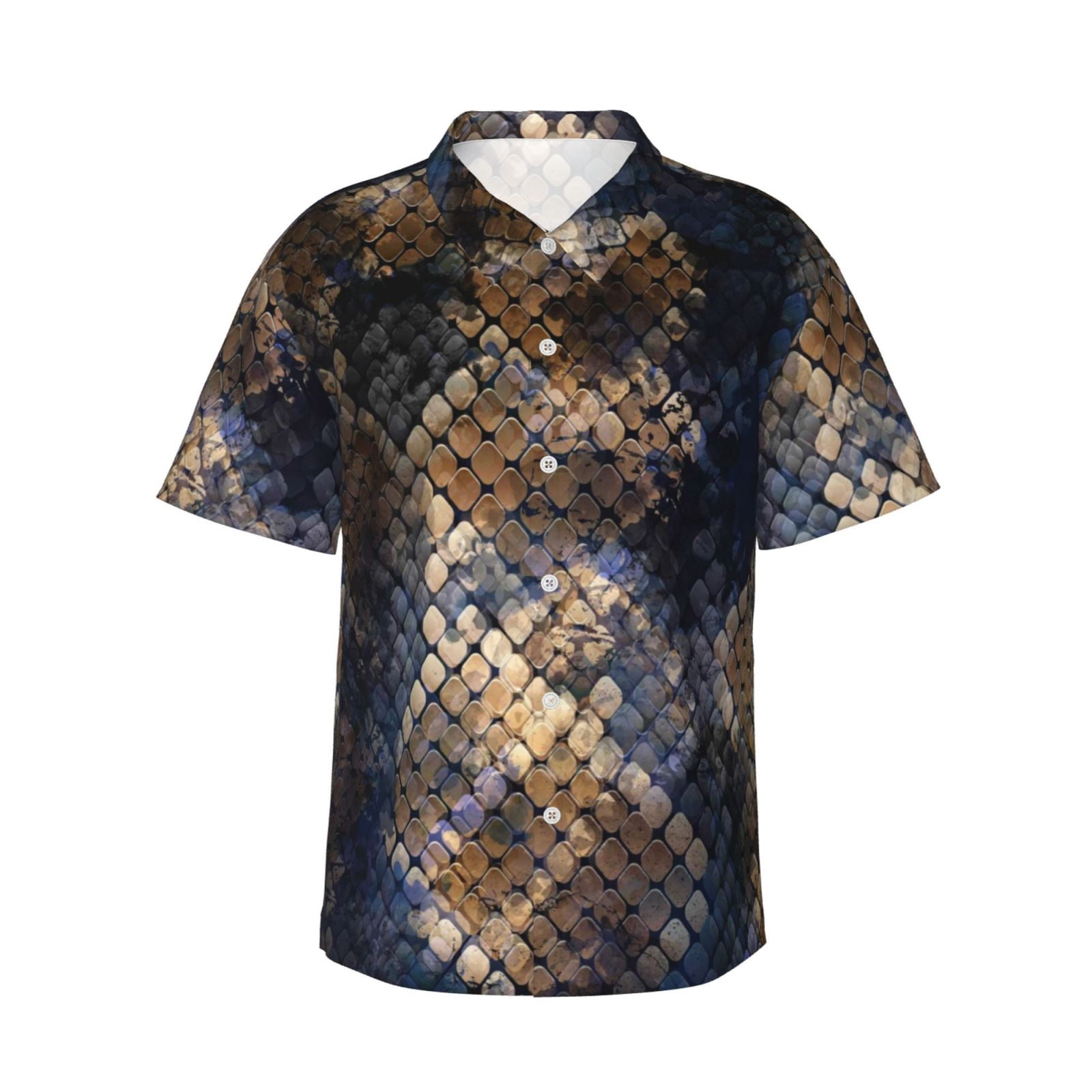 Rateoe Watercolor Snake Skin Pattern Men’s Hawaiian Shirt – Short ...