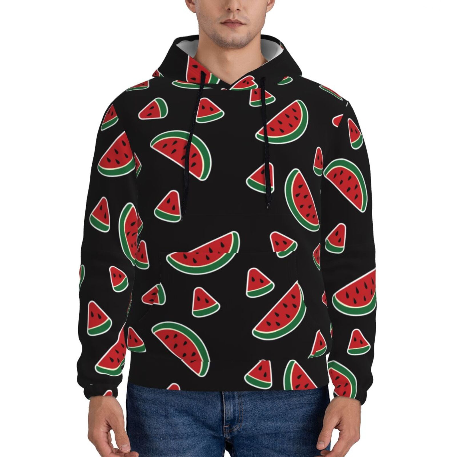 Rateoe Watermelon Pattern Mens Hoodie, Pullover Hooded Sweatshirt ...