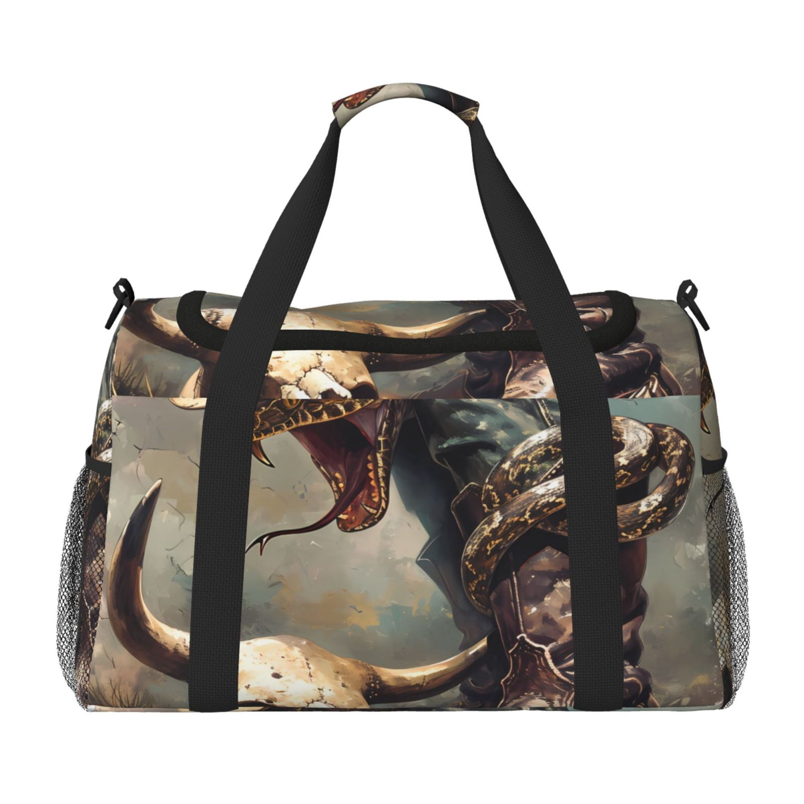 Rateoe Western Cowboy Snake Ram Skull Pattern Gym Bag for Women, Duffle ...