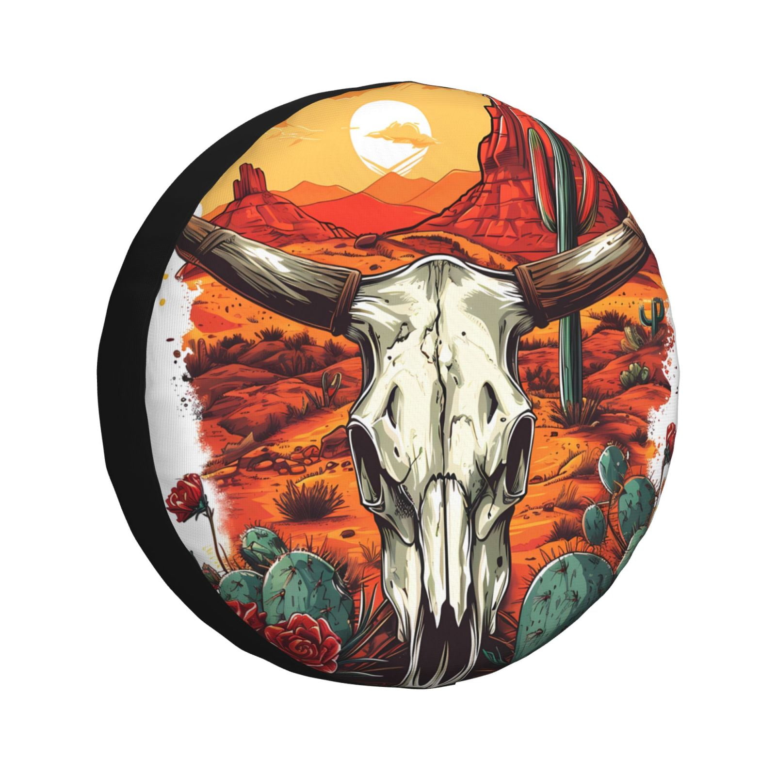 Rateoe Western Desert Cactus Ram Skull Pattern Tire Cover Wheel ...