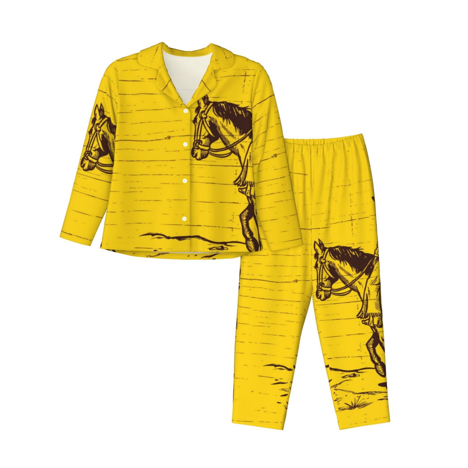 Rateoe Western Desert Cowboy 1 Pattern Womens Pajamas Set Long Sleeve ...