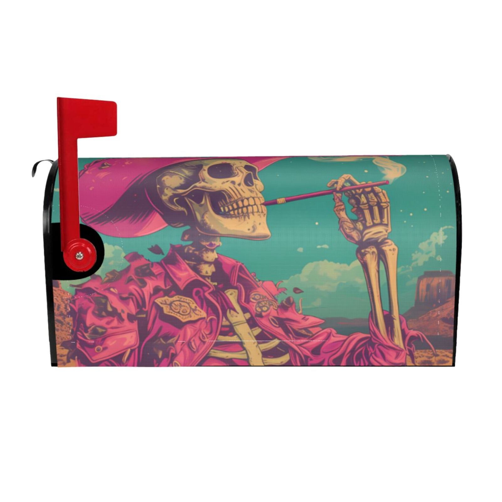 Rateoe Western Desert Skull Cowboy (2) Printed Mailbox Covers - Easy to ...
