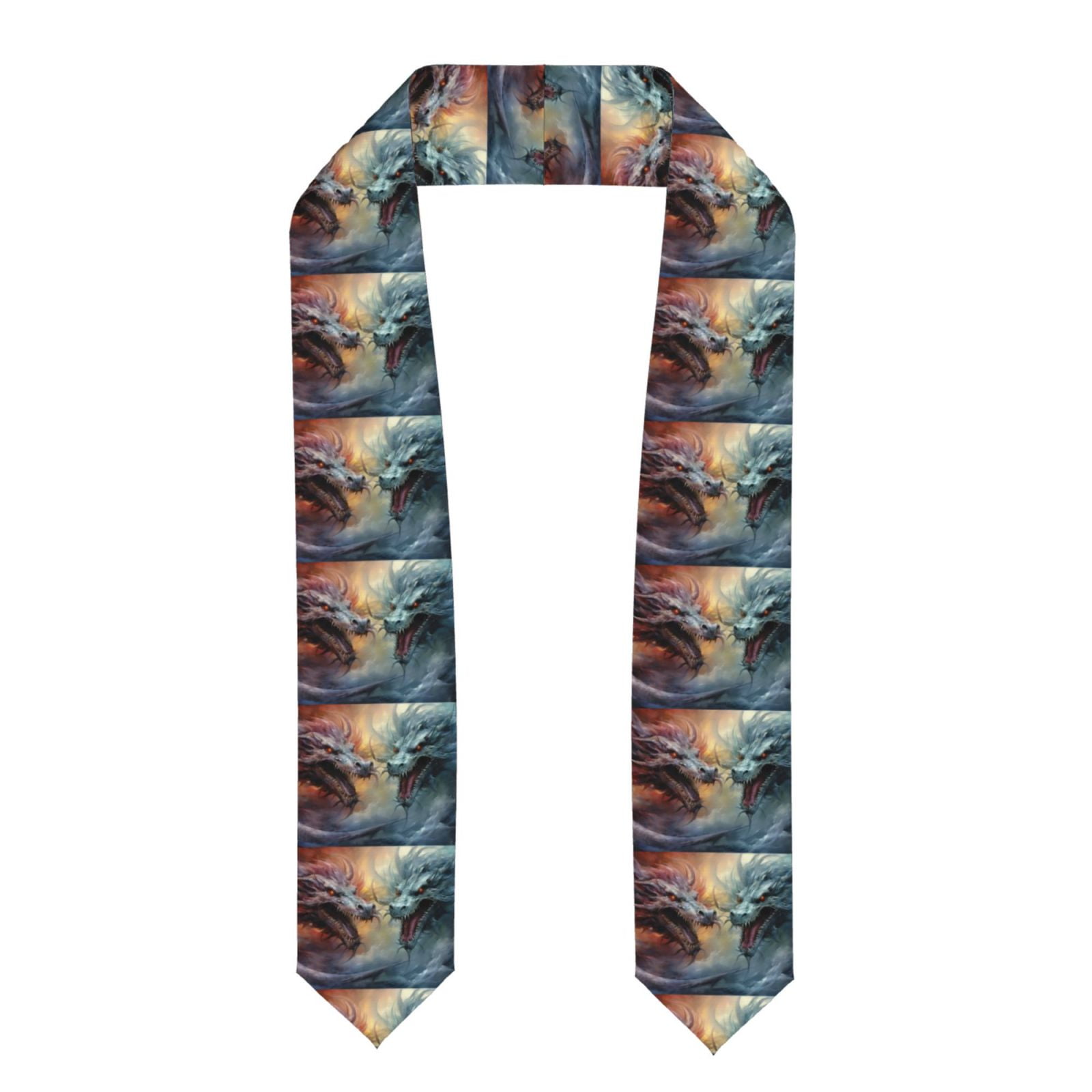 Rateoe White And Red Storm Dragon Pattern Graduation Shawl Stole ...