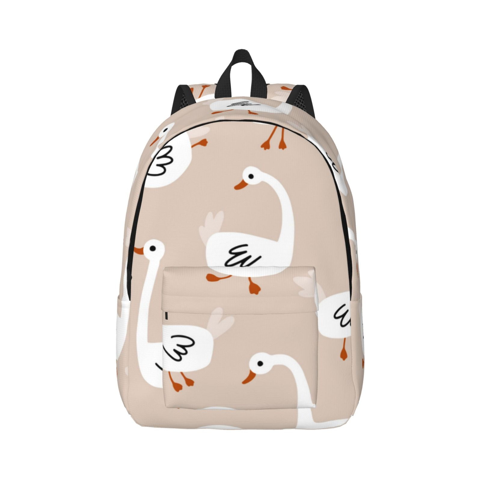Rateoe White Goose Pattern Canvas College Laptop Backpack,Travel ...