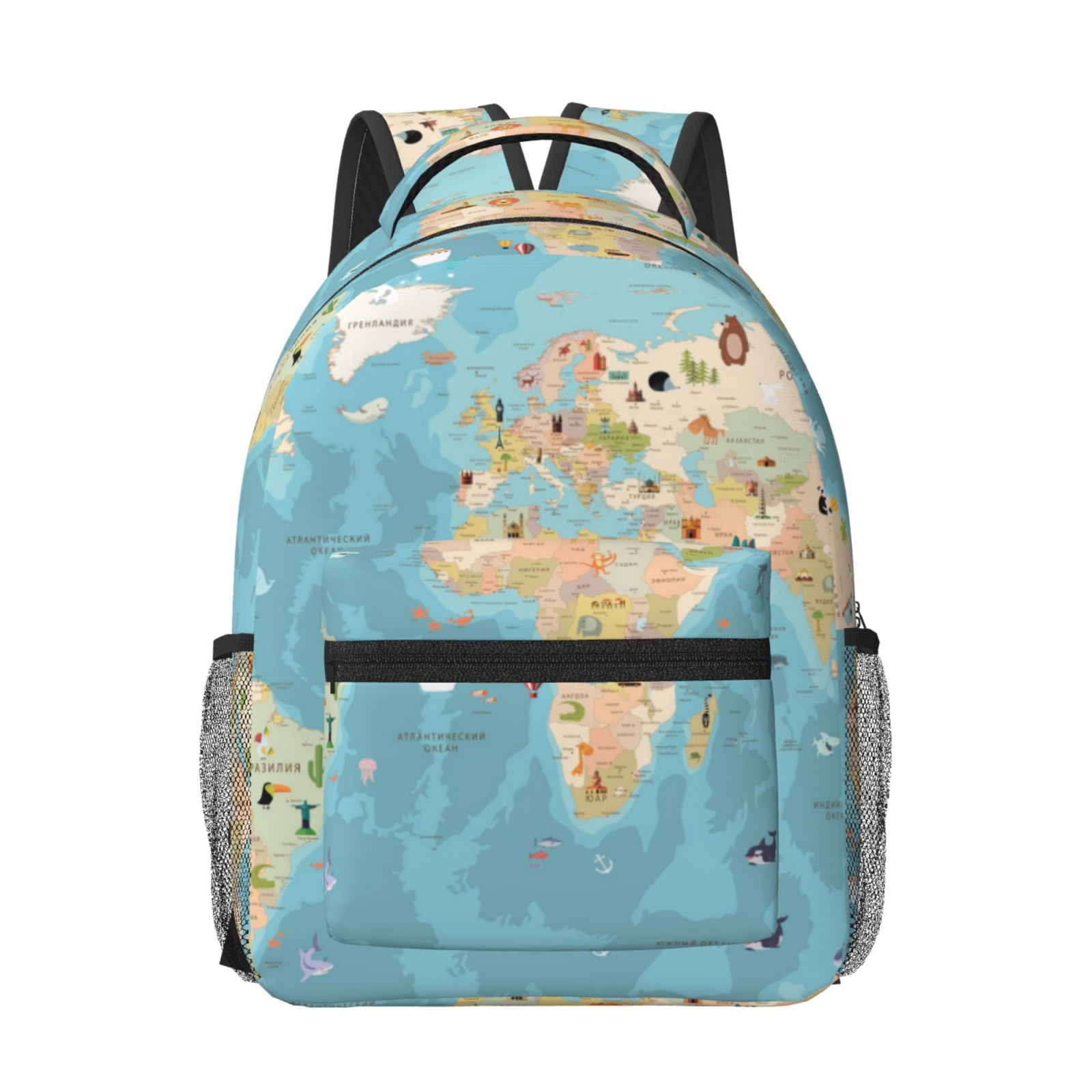 Rateoe World Map With Animals 1 Pattern Durable Student Backpack Laptop ...
