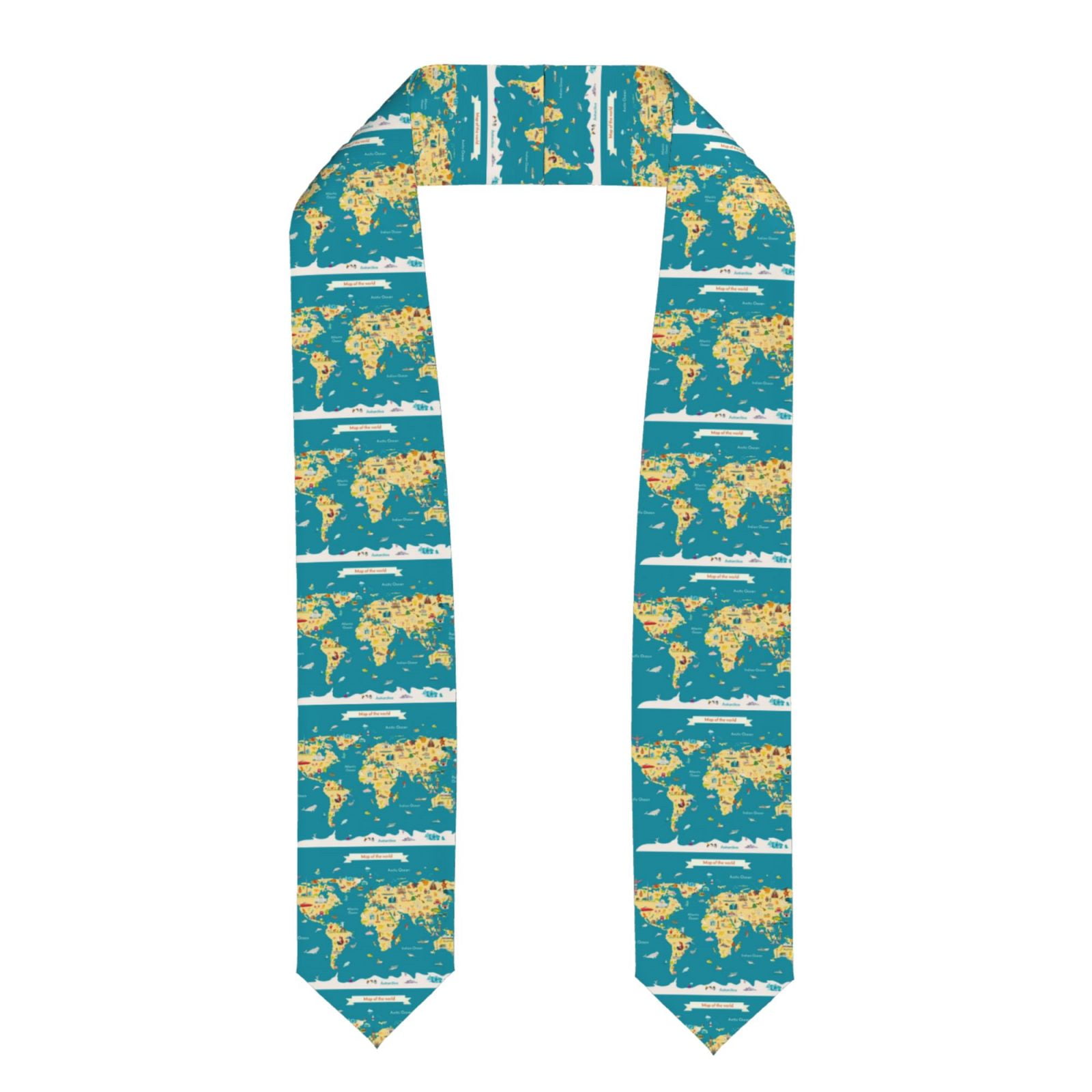 Rateoe World Map With Landmarks Pattern Graduation Shawl Stole ...