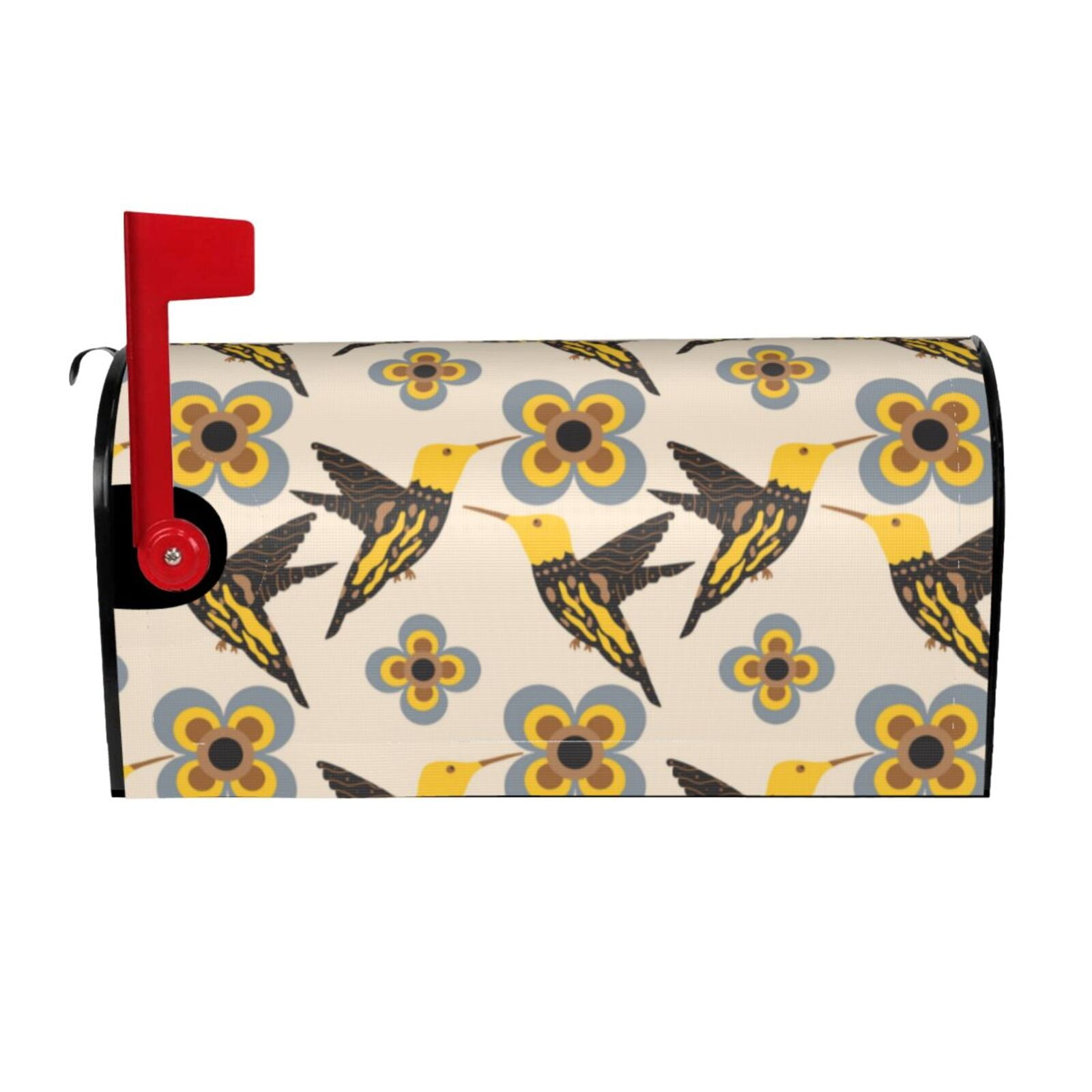 Rateoe Yellow Flowers Hummingbird Printed Mailbox Covers - Easy to ...