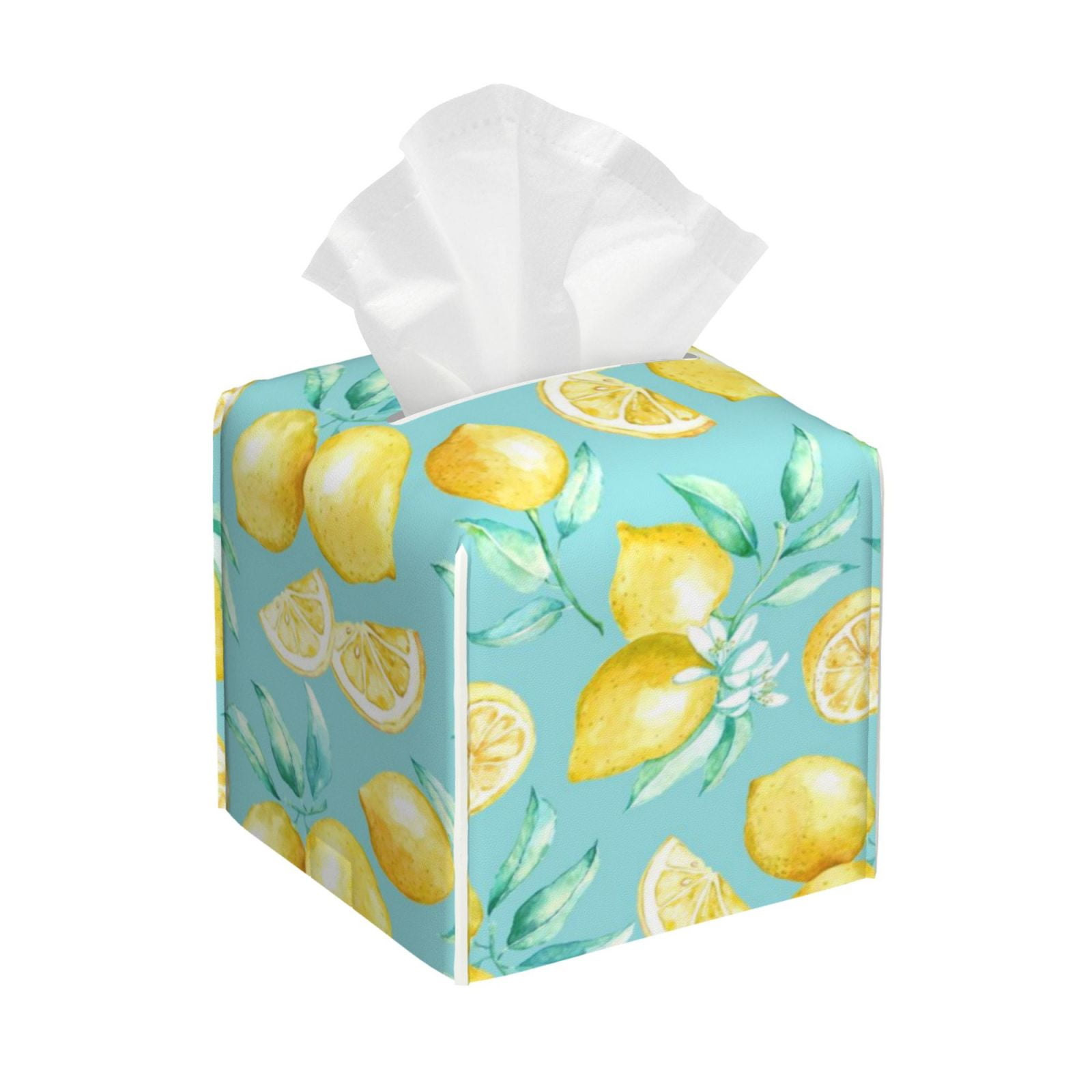 Rateoe Yellow Lemon Pattern Tissue Box Cover, Modern Square Decorative ...
