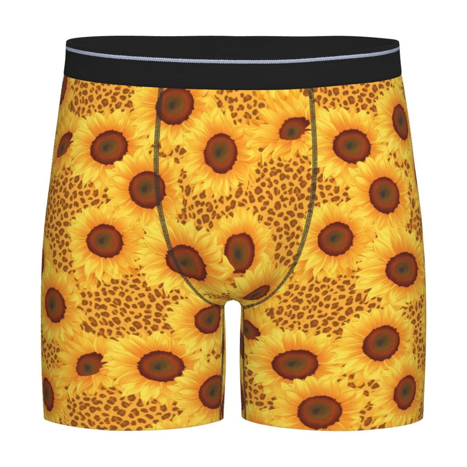Rateoe Yellow Leopard Print Sunflower Print Men’s Underwear Boxer ...