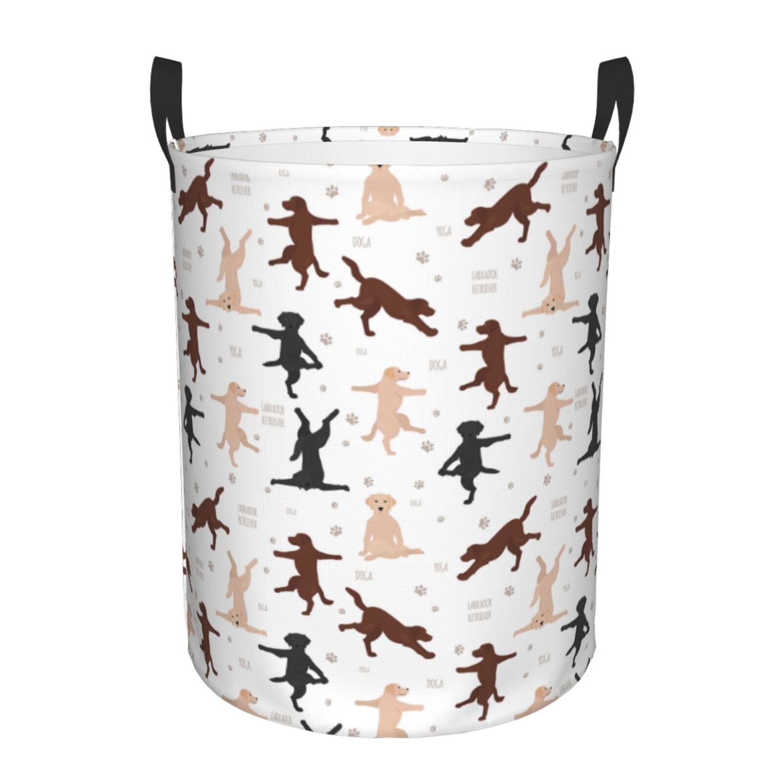 Rateoe Yoga Labrador Retriever Pattern Round Laundry Hamper Basket ...