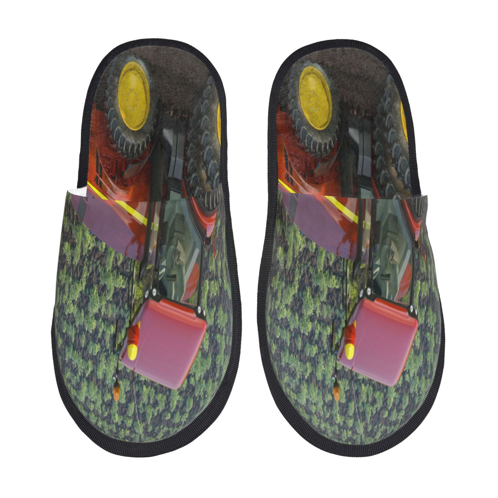 Rateoe farm tractor Pattern Fuzzy Slippers Fuzzy Soft House Slippers ...