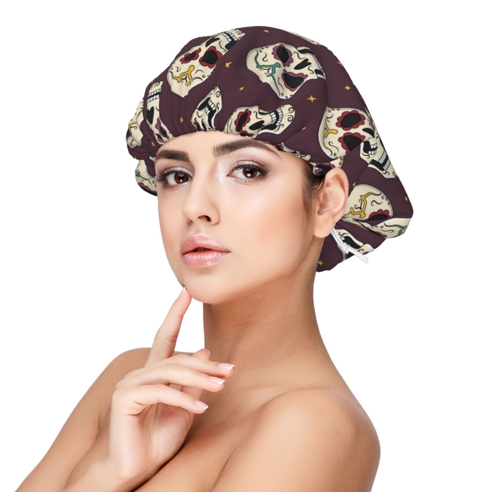 Rateoe funny Skull star Pattern Silk Satin Hair Bonnet for Sleeping ...