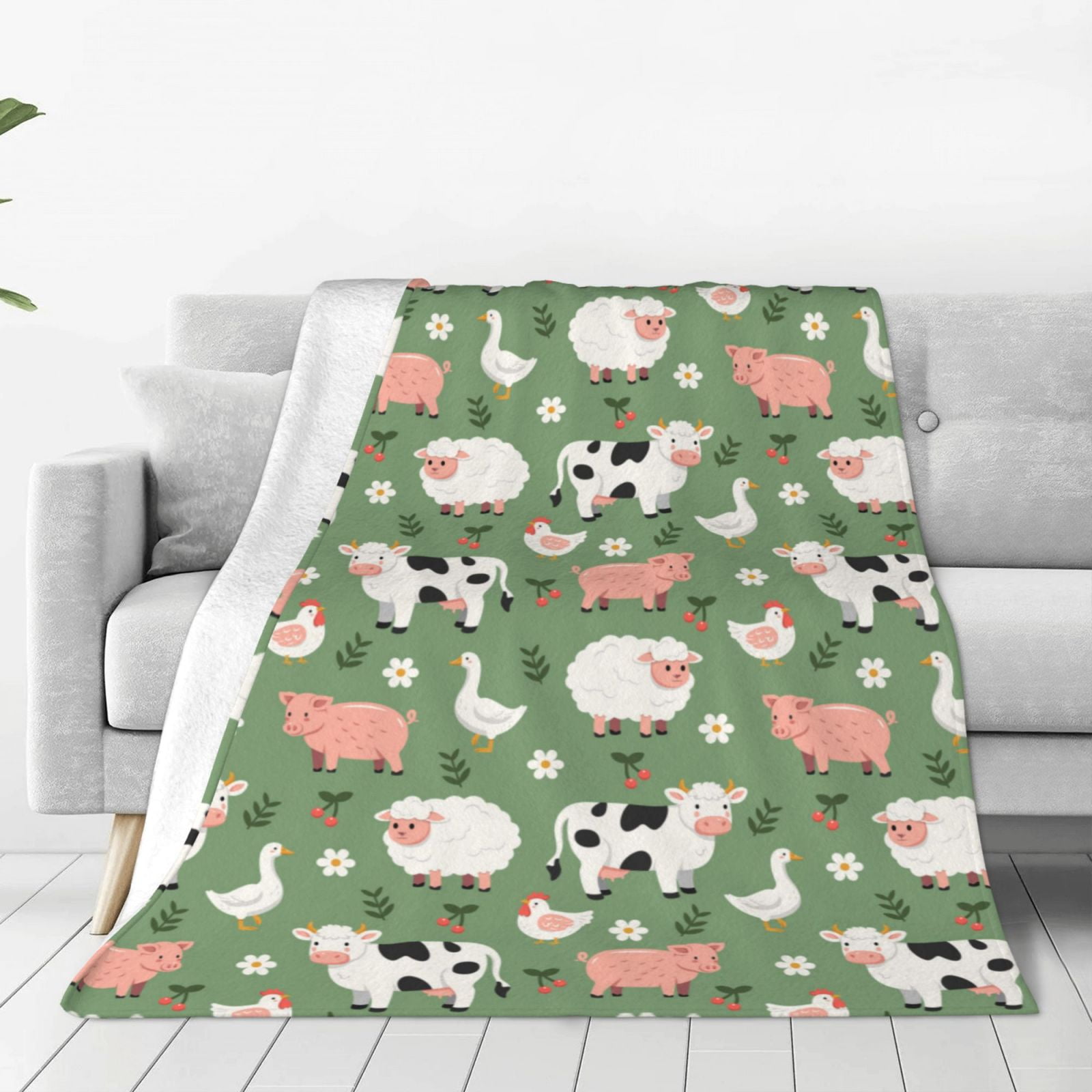 Rateoe funny cute farm animals Print Fuzzy Fleece Throw Blanket Extra ...