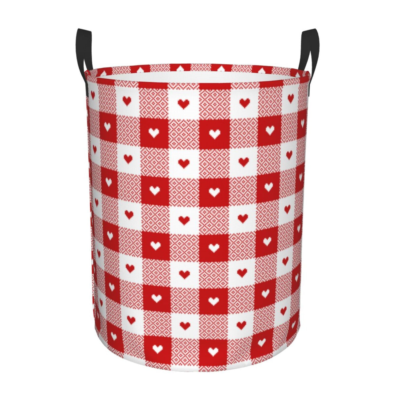 Rateoe geometric with hearts Pattern Round Laundry Hamper Basket, Tall ...