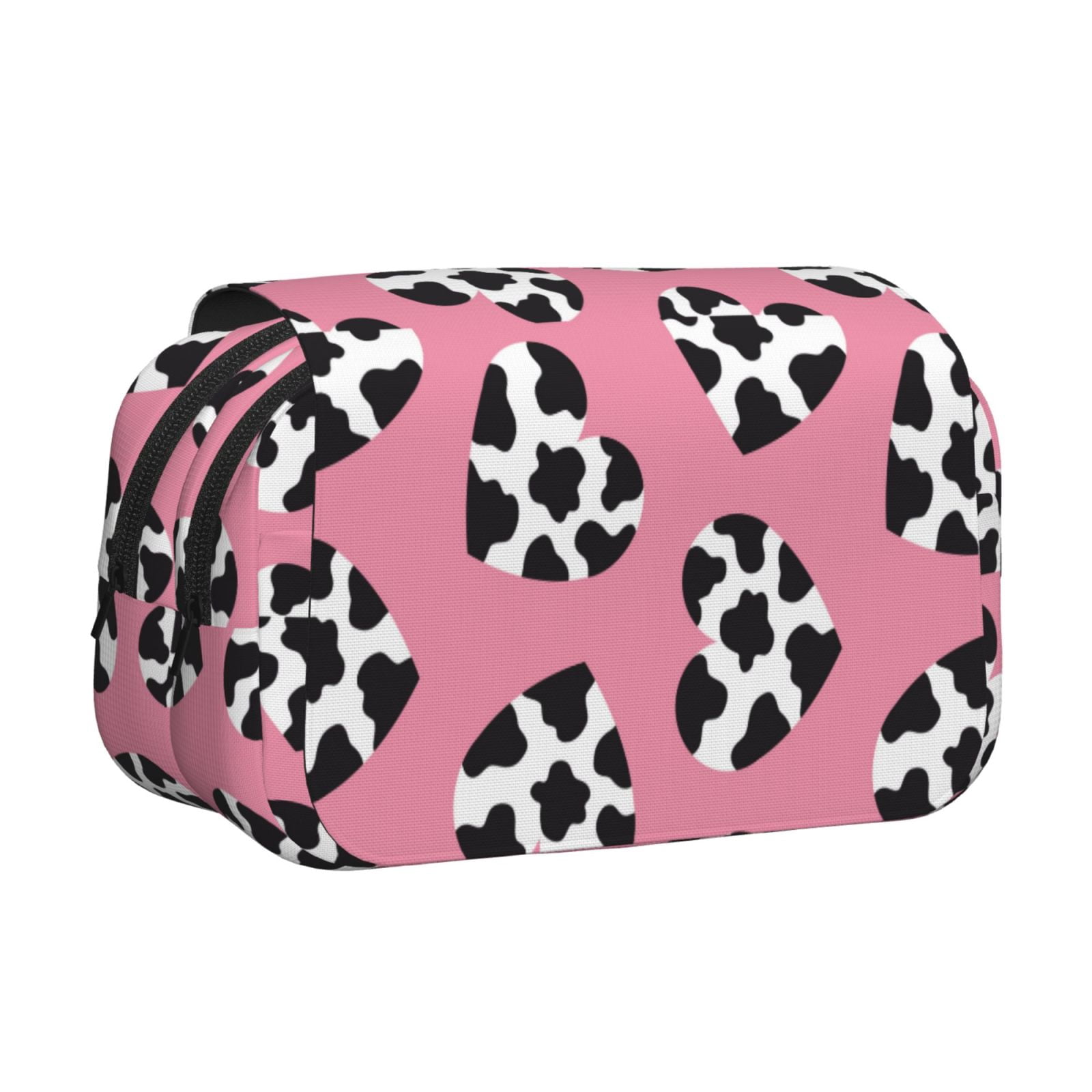 Rateoe heart with cow Pattern Double Clamshell Pen Case, Storage ...