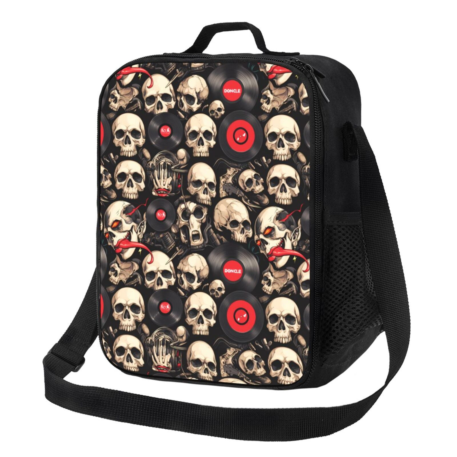 Rateoe rock record Skull Lunch Bag Reusable Lunch Box with Shoulder ...