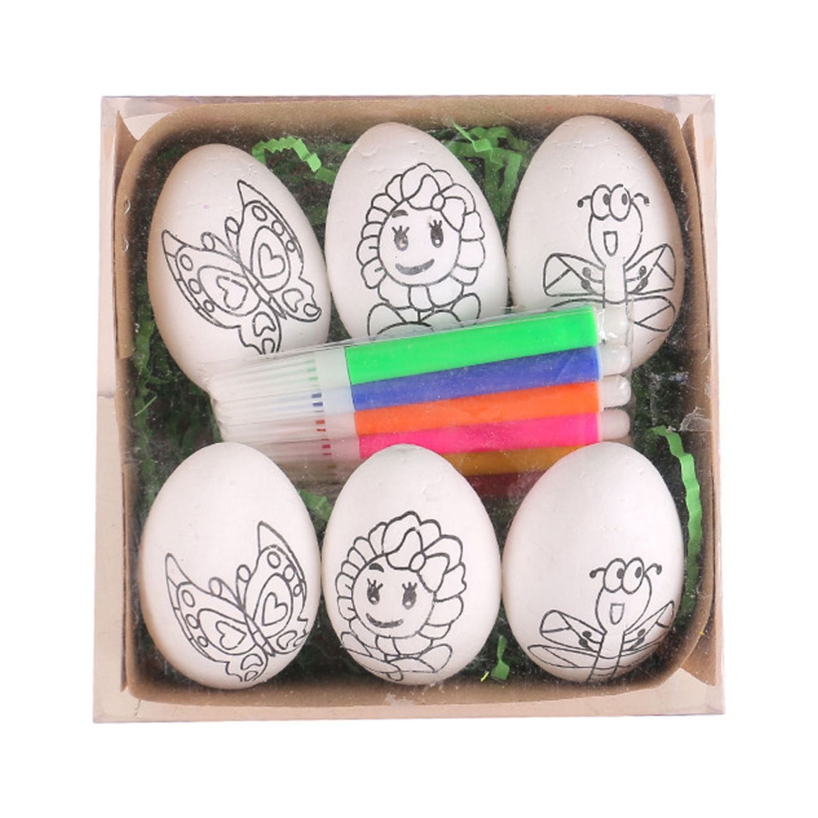 Ratfeit 12 Pcs Easter Egg Decorating DIY Kit with Easter Eggs and Color ...