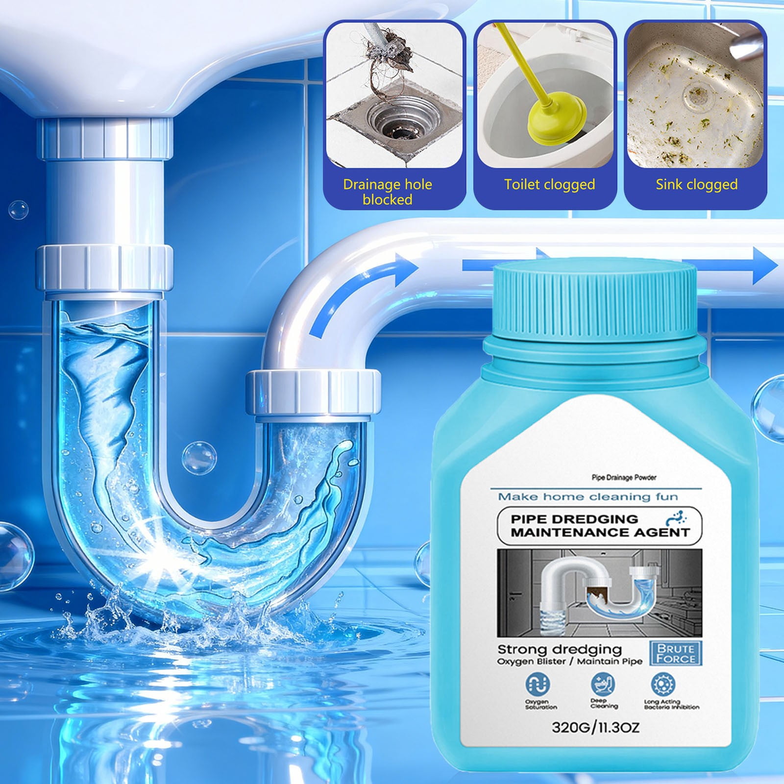 Ratfeit 320G Fast-Acting Pipe Unblocker For Kitchen & Bathroom Sinks ...