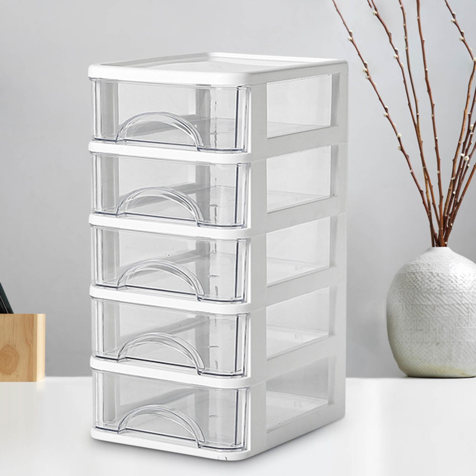 Ratfeit Desktop Drawer, Clear 4 Drawer Desktop Storage Unit, White ...
