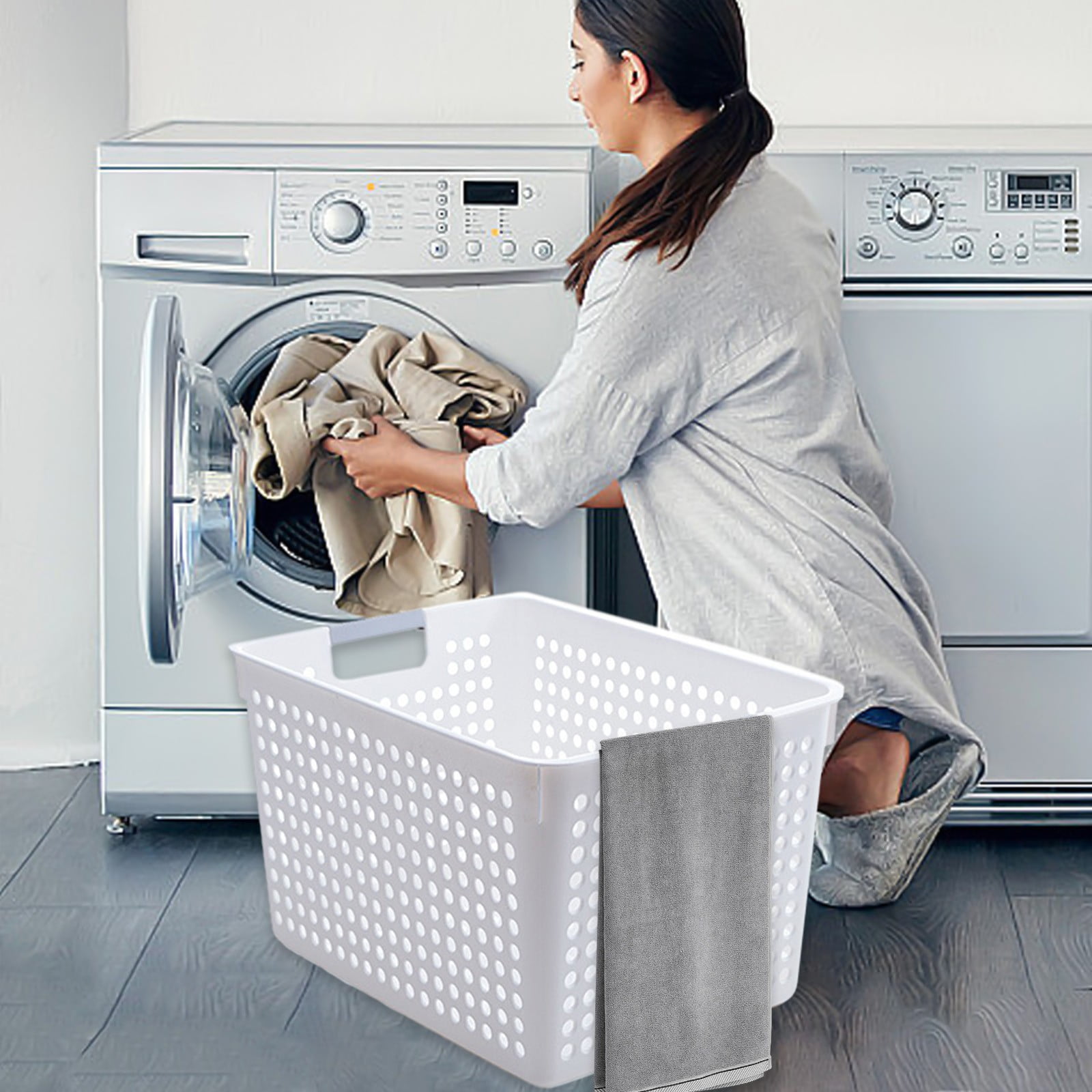 Ratfeit Plastic Storage Baskets 2 Pack- Durable, Stackable Mesh Plastic Baskets with Grip ...