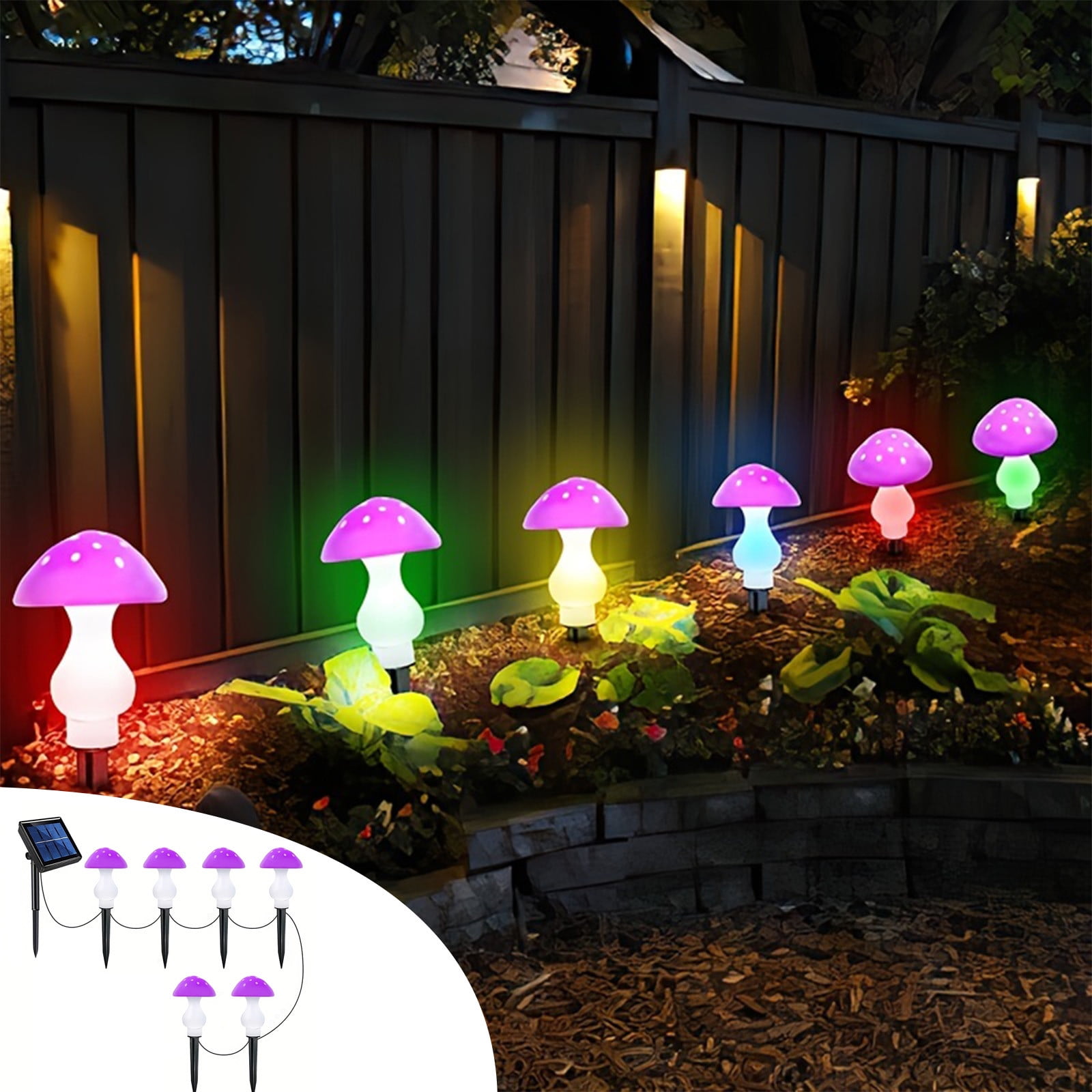 Ratfeit Set of 6 Red Solar Powered Mushroom Toadstool LED Outdoor ...