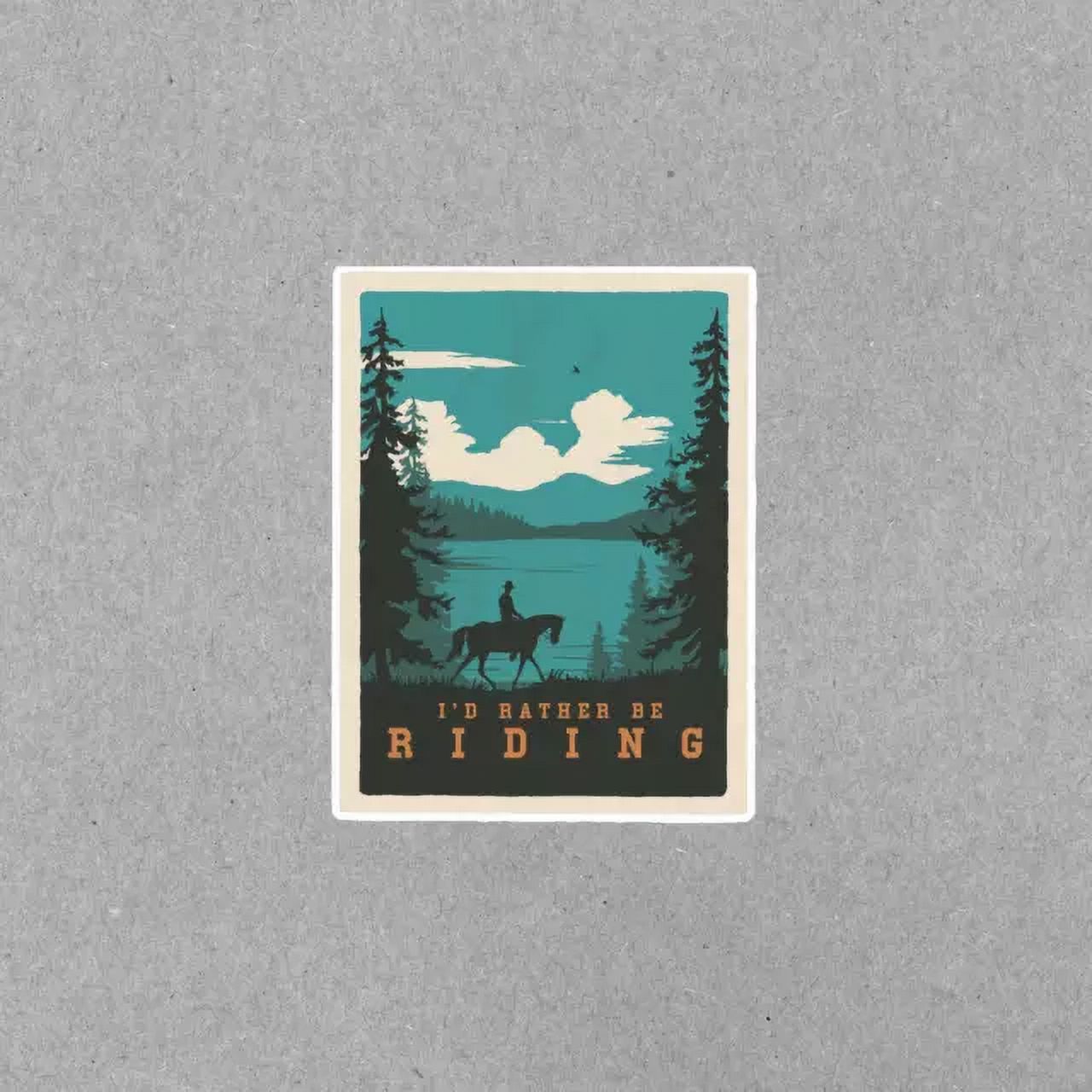 I'D Rather Be Riding - Vintage Horse Riding Sticker Decal For ...