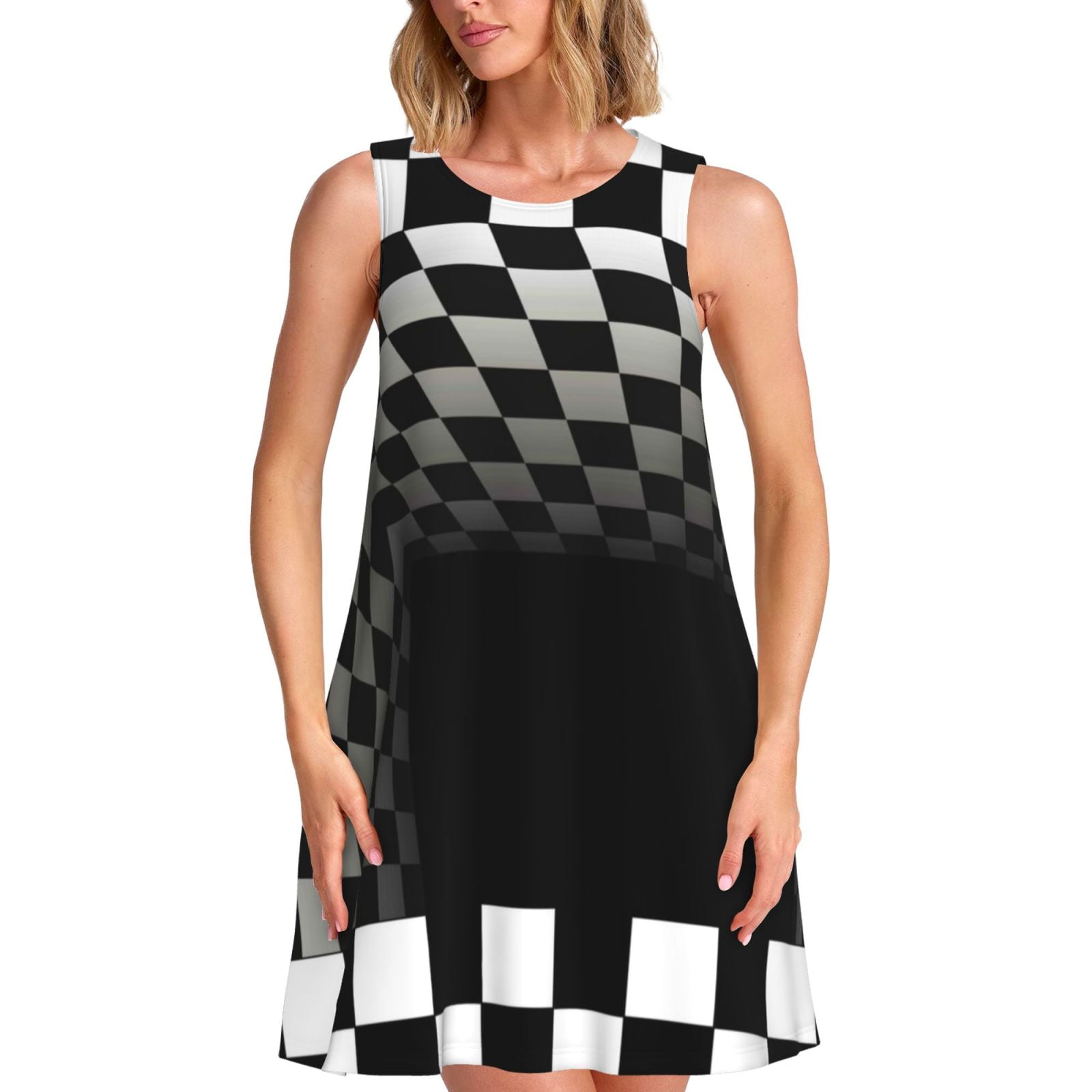 Ratiio 3d Black and White Checkerboard Tunnel Pattern Women's ...