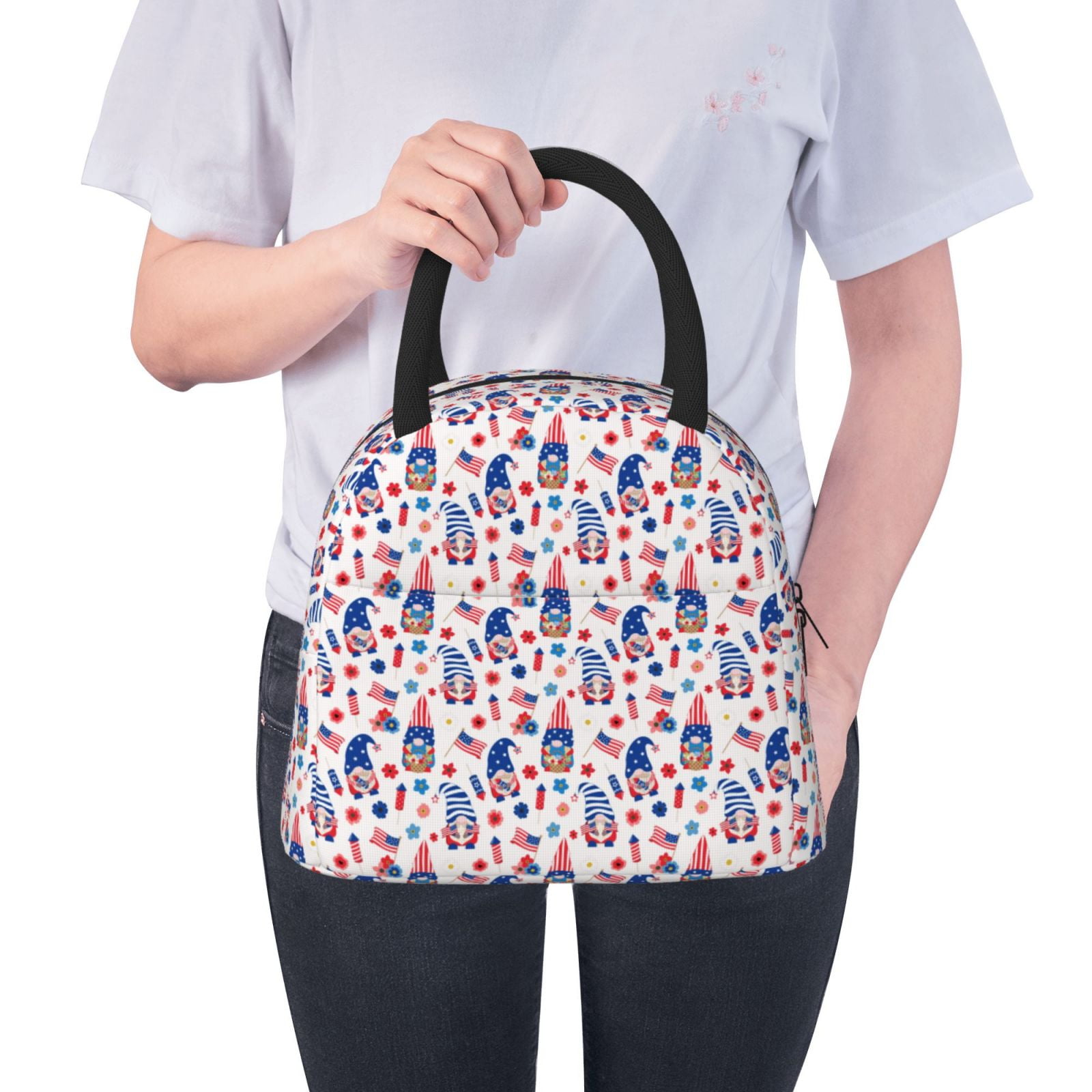 Ratiio 4th Of July Print Insulated Lunch Bag Women Reusable Lunch Box ...