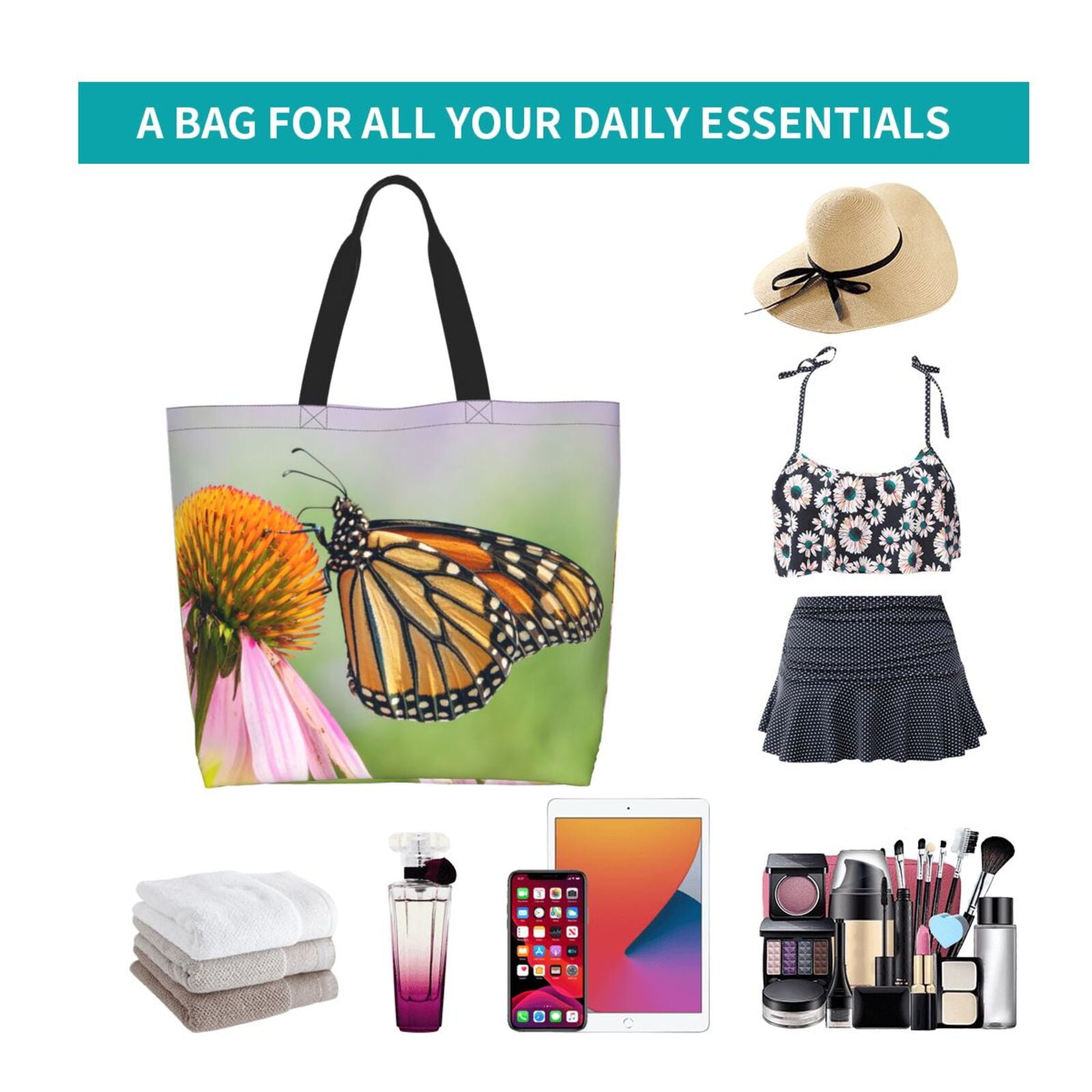 Ratiio A monarch butterfly Print Reusable Grocery Bags - Washable ...