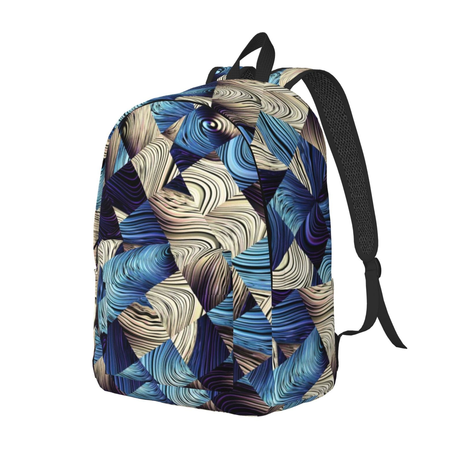 Ratiio Abstract Blue Squares Print Canvas Backpack for Women & Men ...