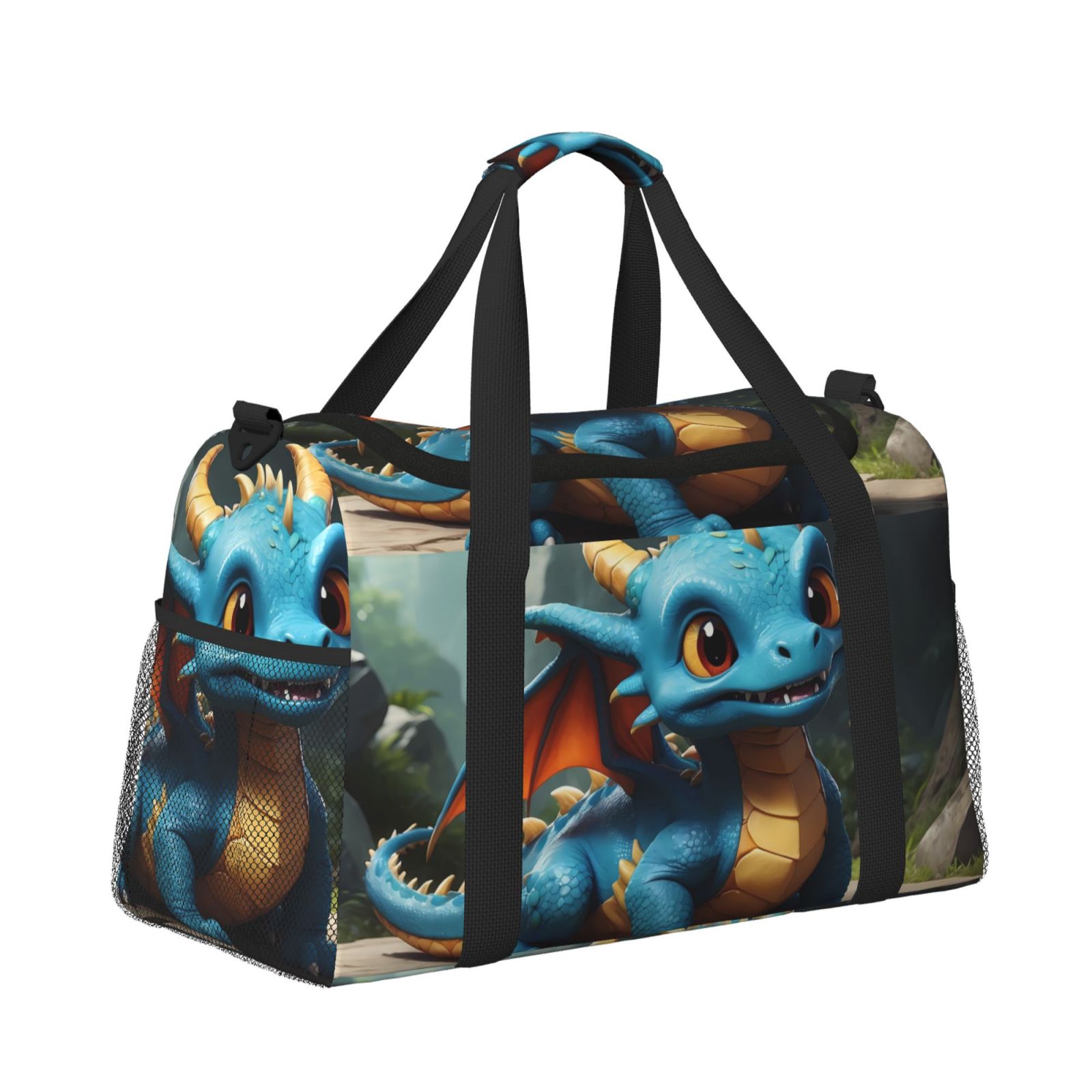 Ratiio Adorable Blue Baby Dragon Pattern Hand Travel Bag, Weekender ...