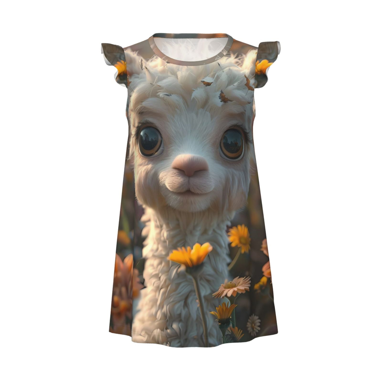 Ratiio Adorable Llama In Flowers Print Girls Nightgowns, Princess ...