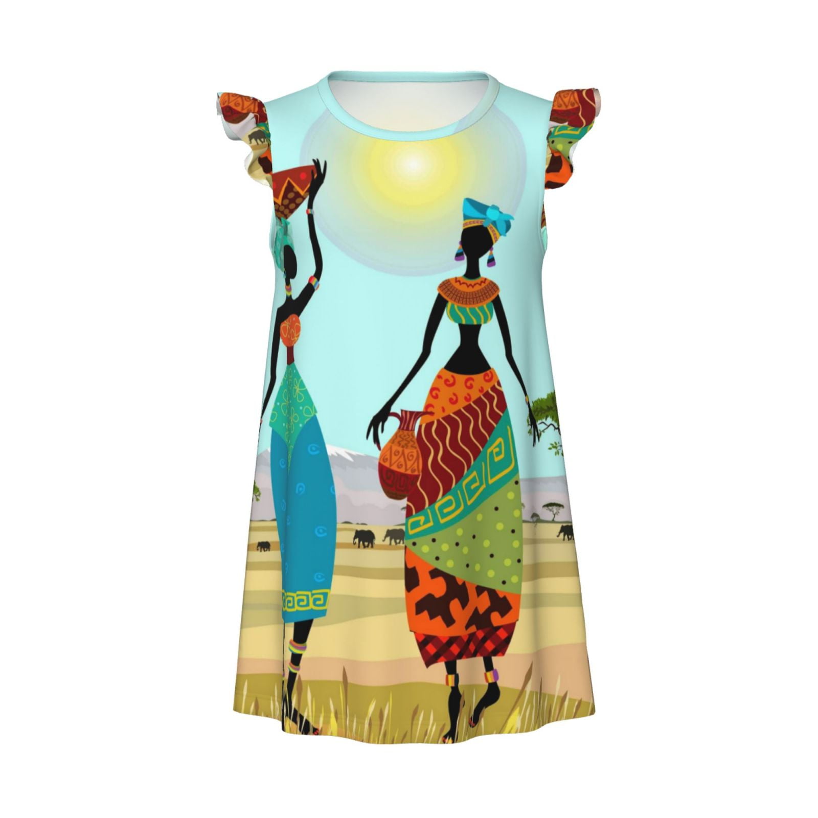 Ratiio African Women Print Girls Nightgowns, Princess Pajama Dresses ...