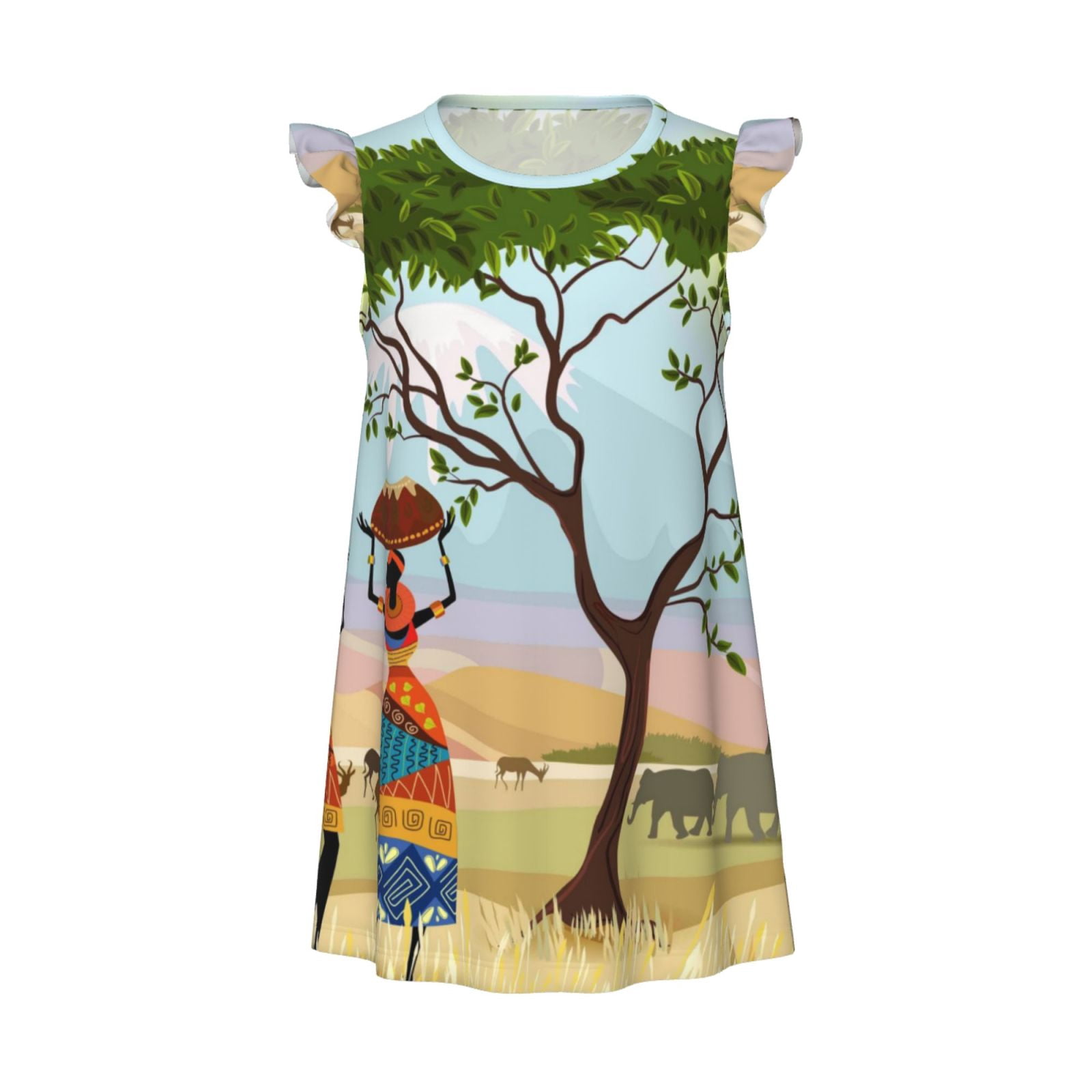 Ratiio African Women Print Girls Nightgowns, Princess Pajama Dresses ...