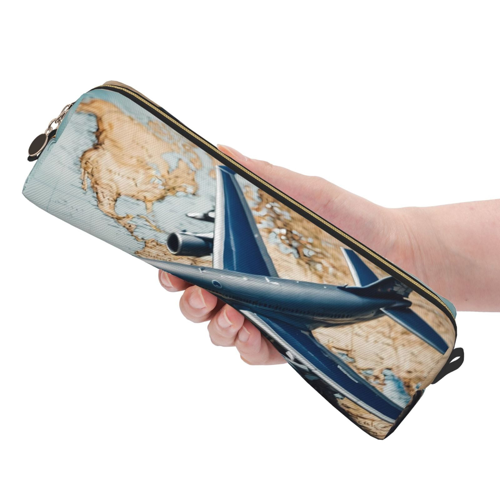 Ratiio Airplane World Map Adventure Pattern Leather Pencil Case, Pencil ...