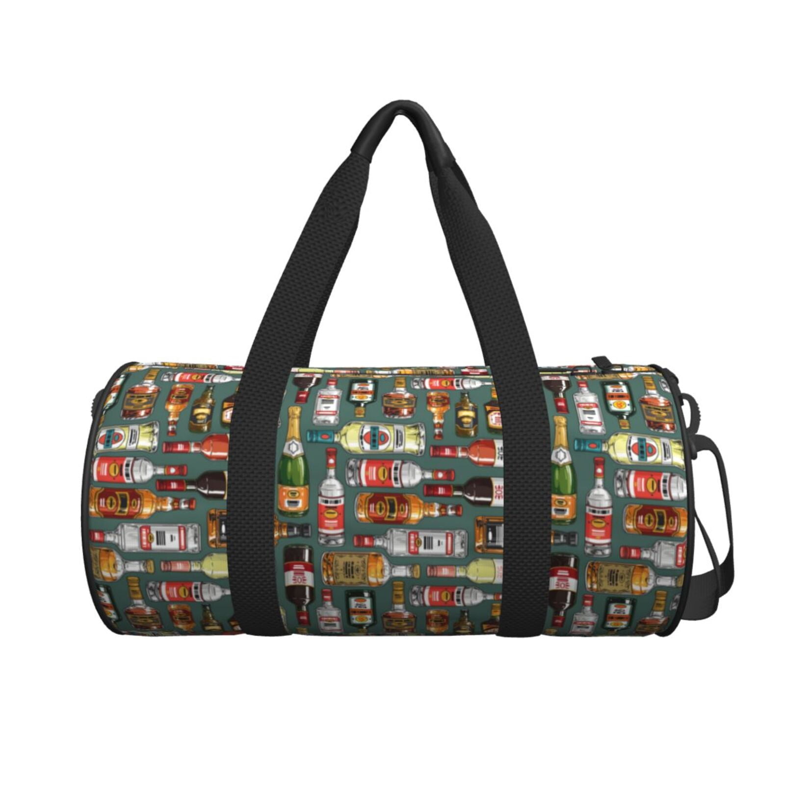 Ratiio Alcohol Bottles Pattern Foldable Sports Gym Bag with Wet Dry ...
