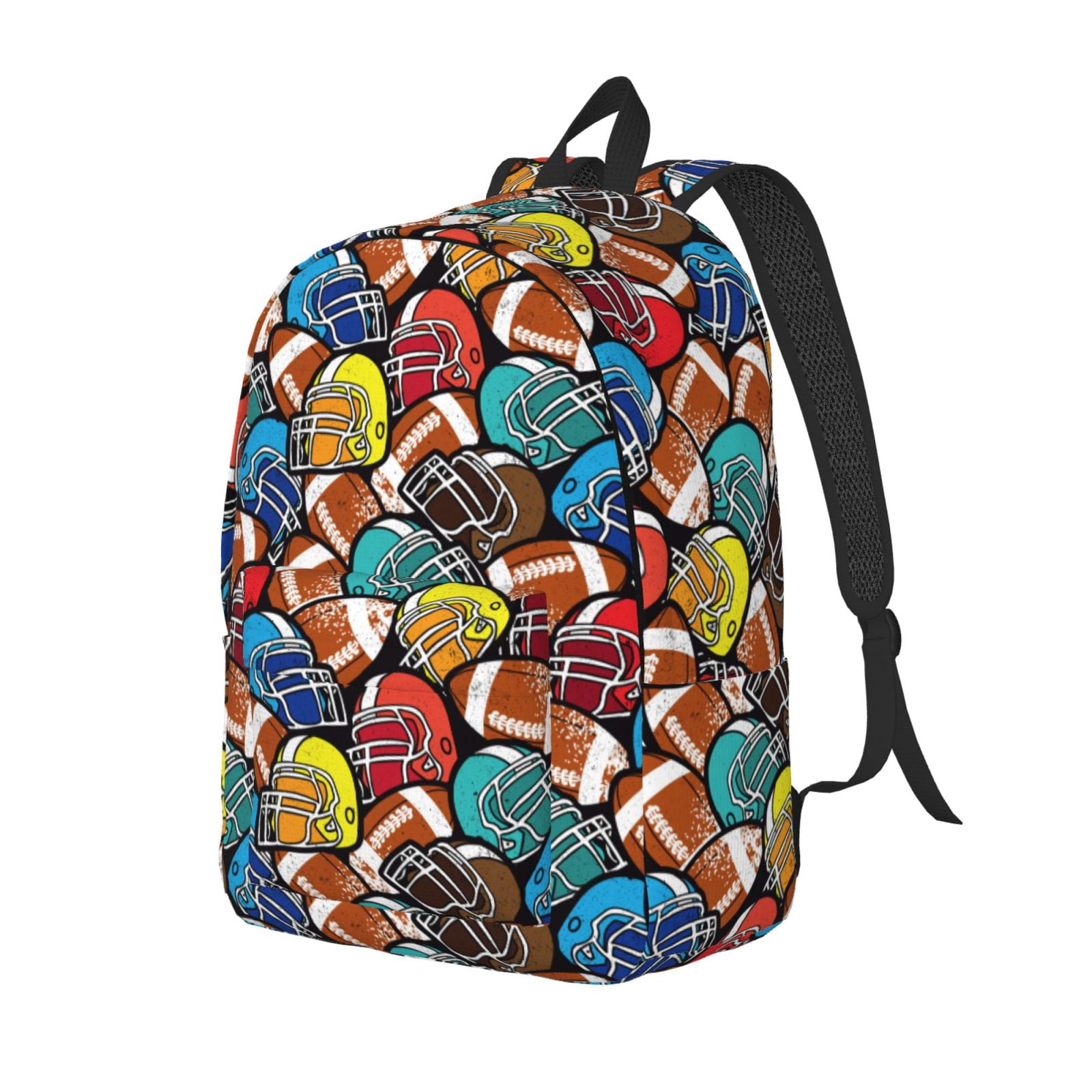 Ratiio American Football Print Canvas Backpack for Women & Men Retro ...