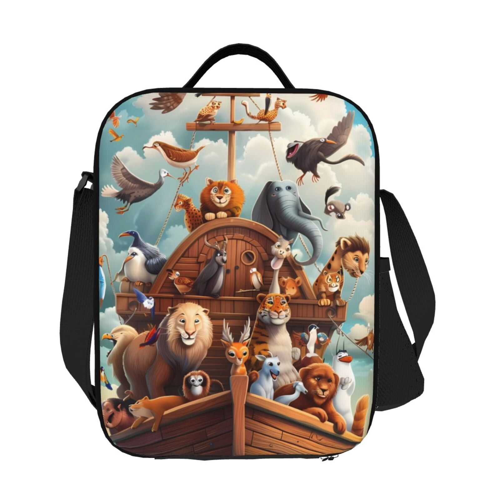 Ratiio Animal Filled Noahs Ark Print Lunch Box - Reusable Lunch Bag Men ...