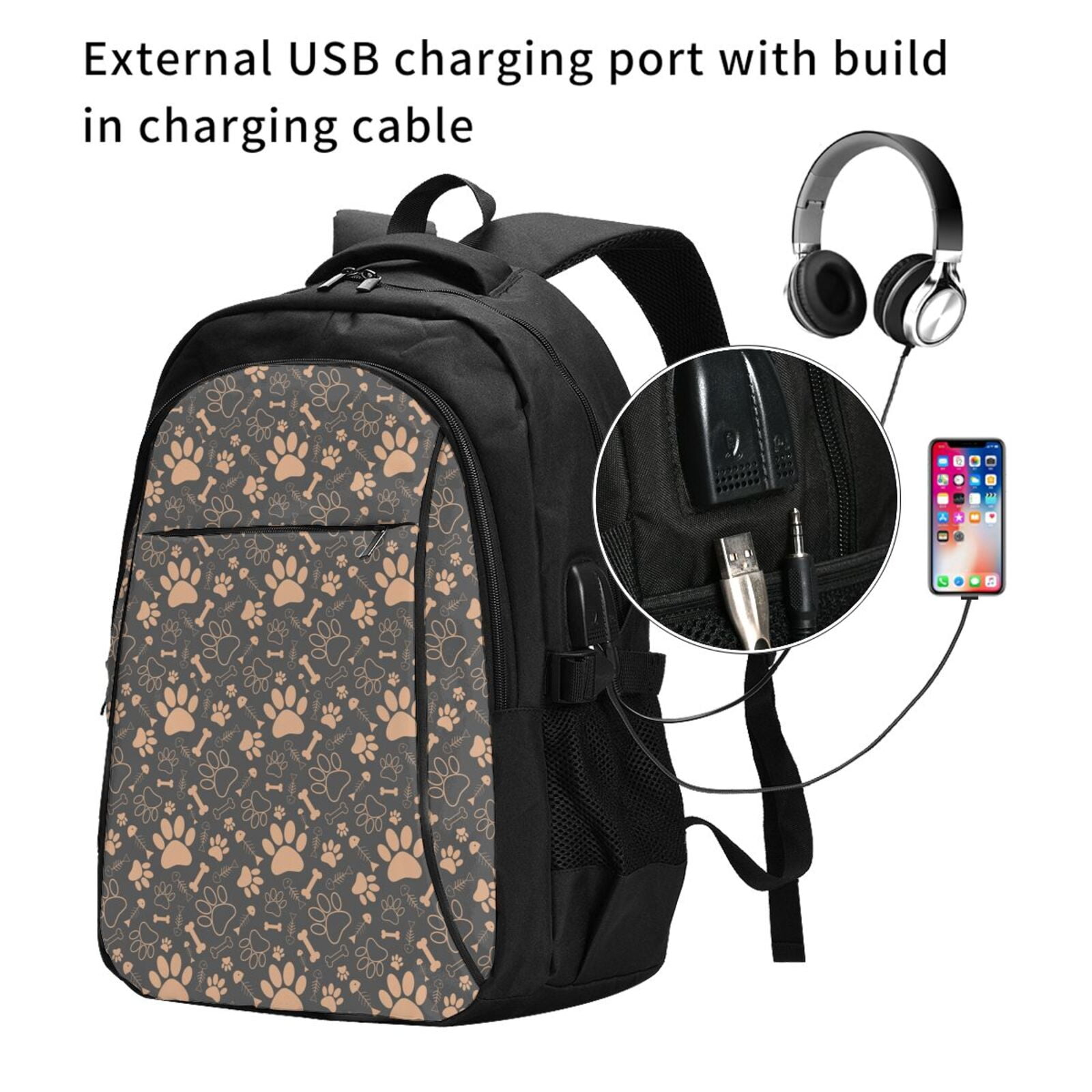 Ratiio Animal Paw Print Travel Laptop Backpack,Slim Sturdy Laptops ...