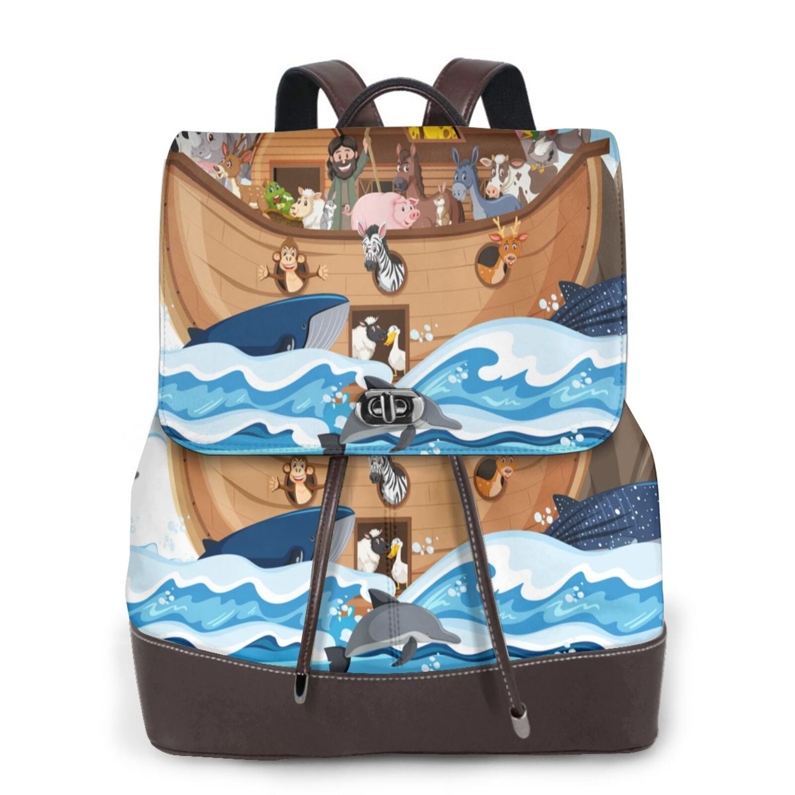 Ratiio Animals on Noah's Ark Floating Pattern Womens Backpack Purse ...