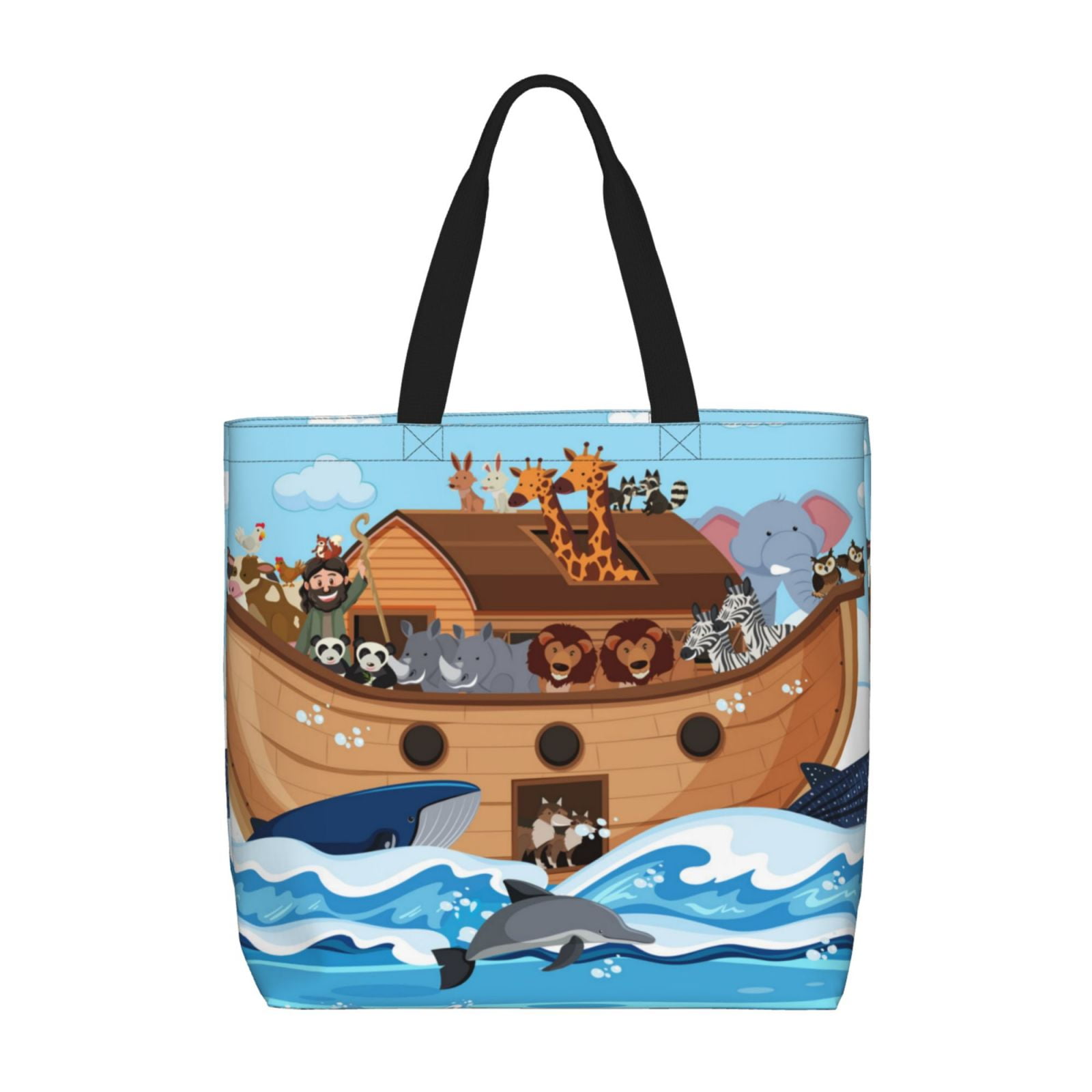Ratiio Animals on Noah's Ark Print Reusable Grocery Bag Shopping Bags ...