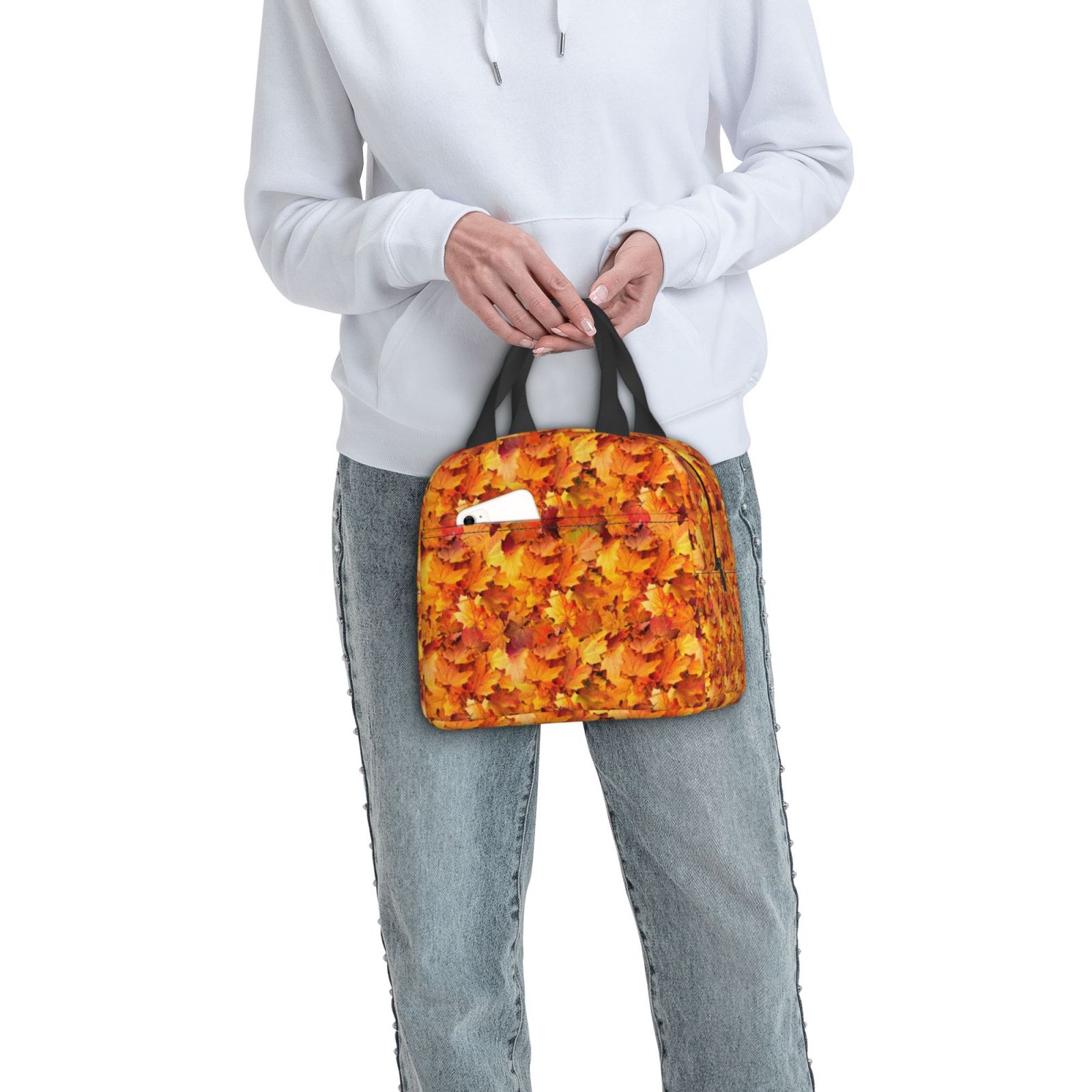 Ratiio Autumn Maple Leaf Pile Print Lunch Bag Lunch Box Insulated Lunch ...