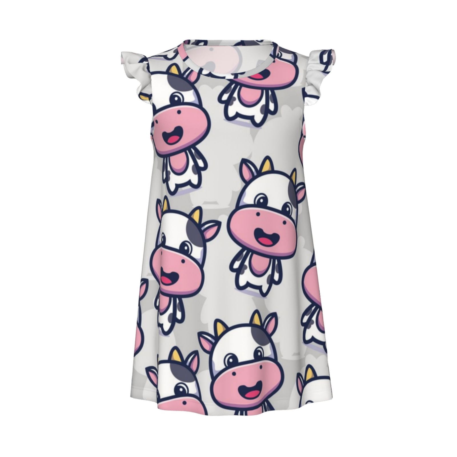 Ratiio Baby Cow Print Girls Nightgowns, Princess Pajama Dresses for ...