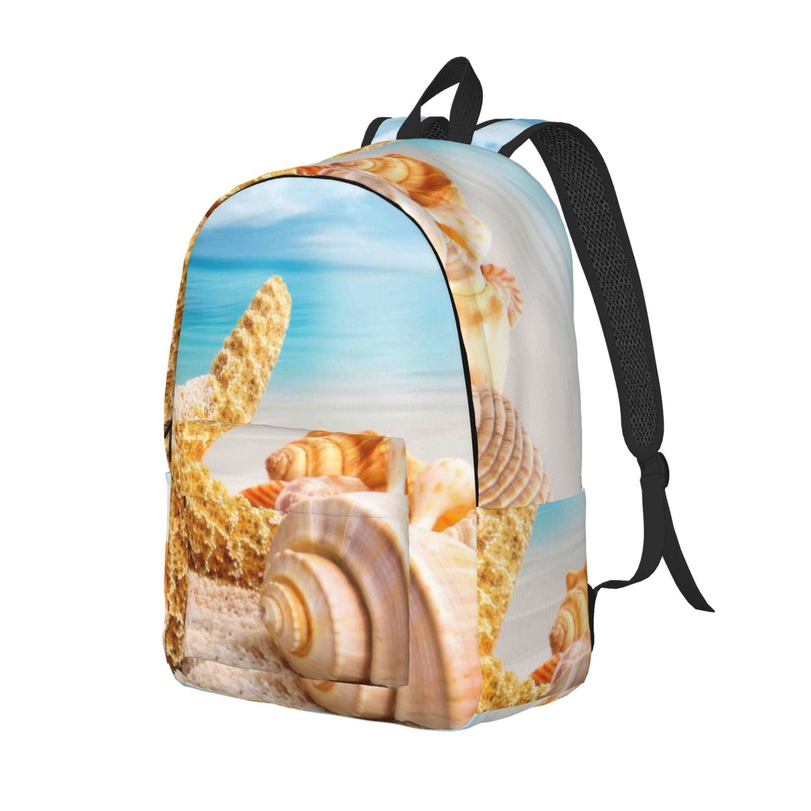 Ratiio Beach Starfish Shell Print Canvas Backpack for Women & Men Retro ...
