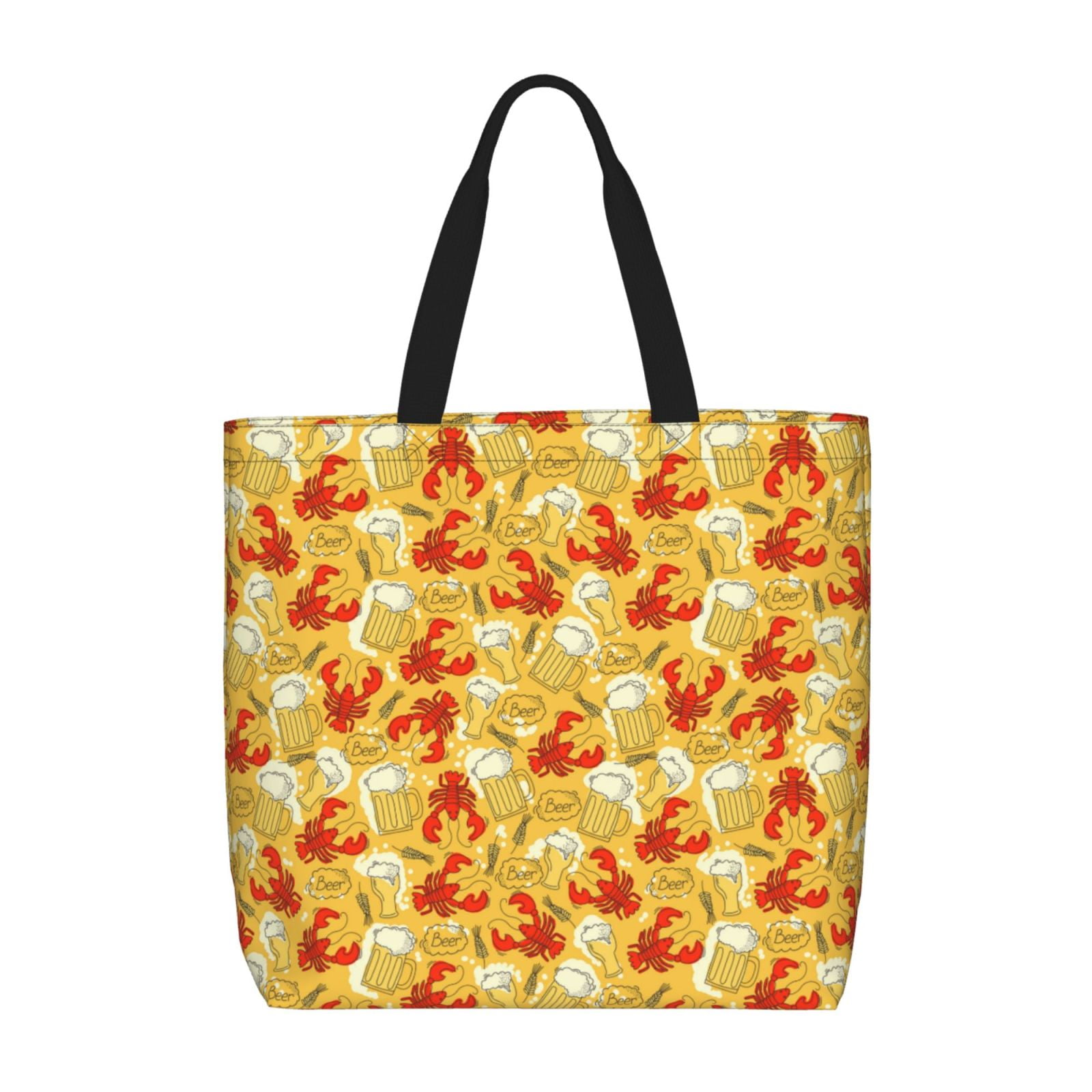 Ratiio Beer And Crawfish Print Reusable Grocery Bag Shopping Bags with ...