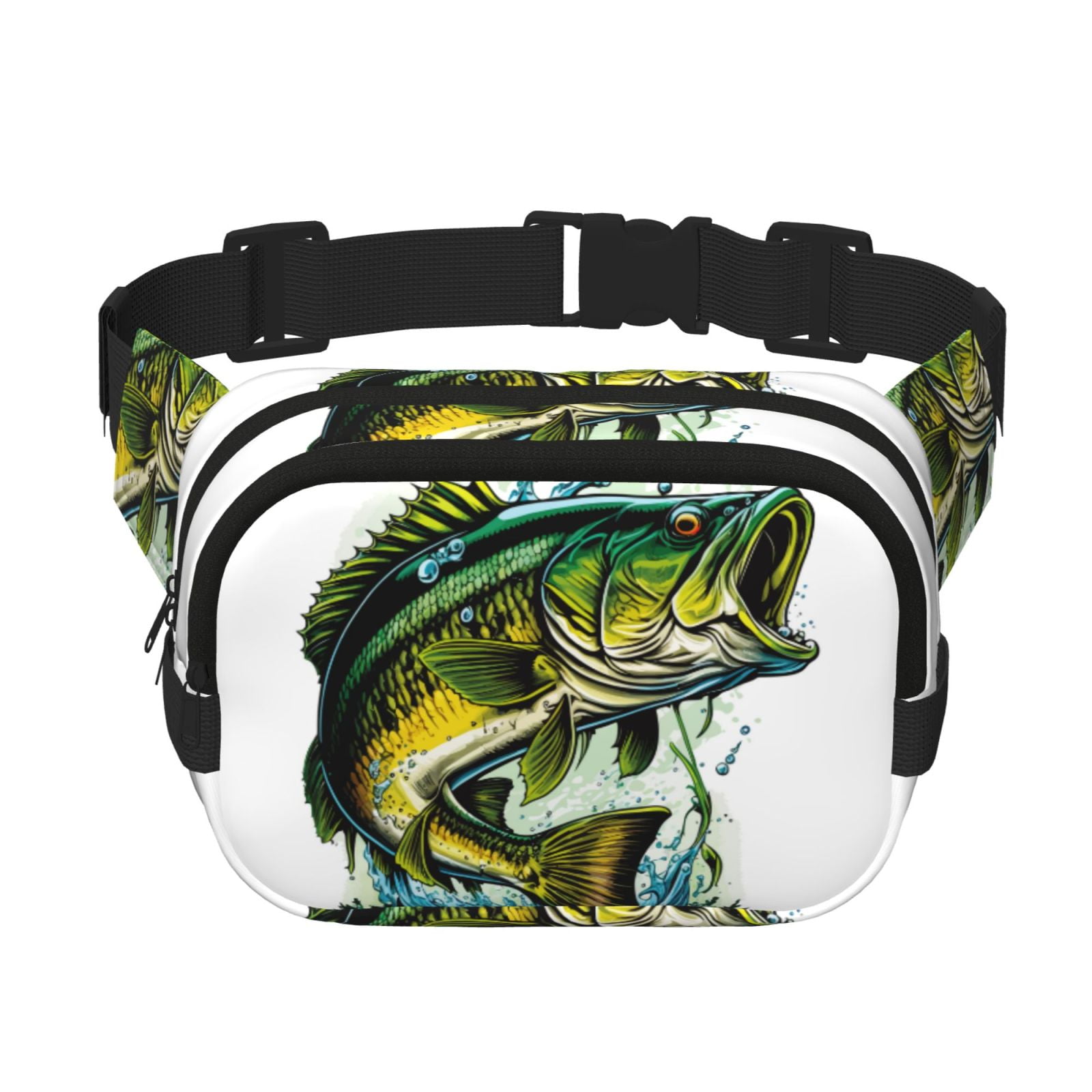 Ratiio Big bass fish Pattern Square Double Layer Waist Bag, Durable ...