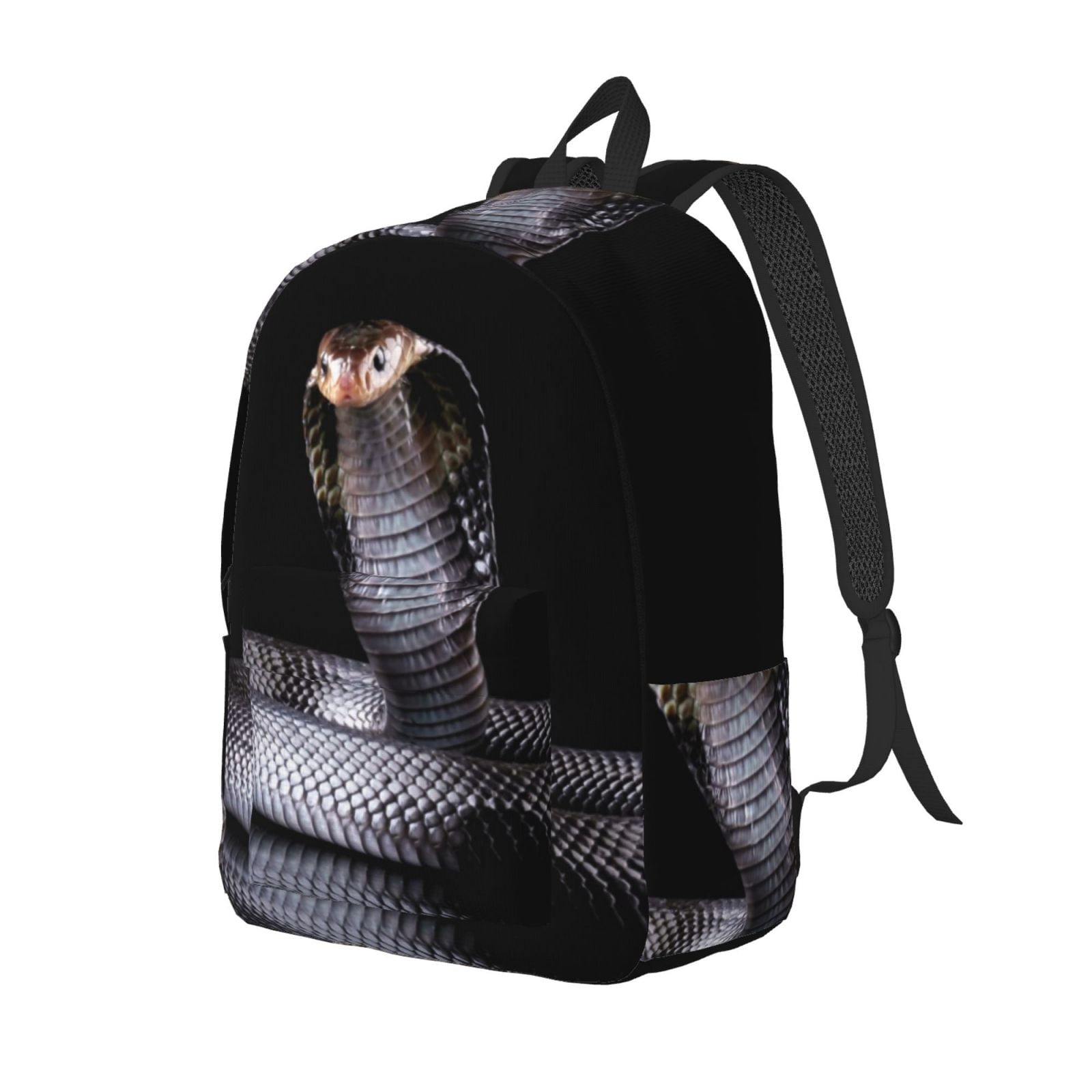 Ratiio Black Cobra Snake Print Canvas Backpack for Women & Men Retro ...